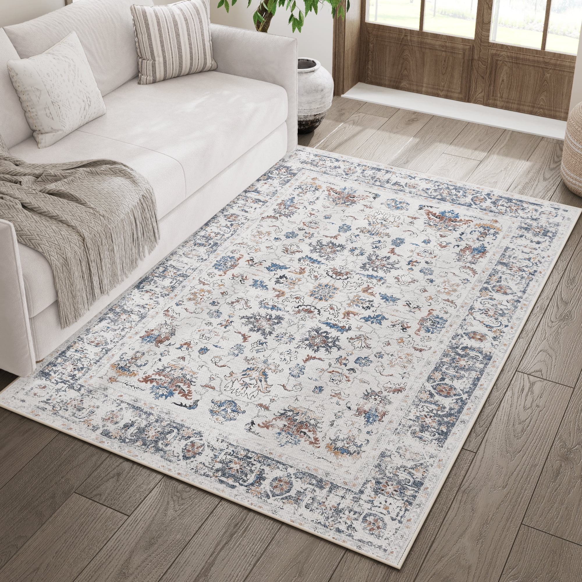 RUGKING Washable Vintage Floral 3x5 Non-Slip Doorway Carpet for ...