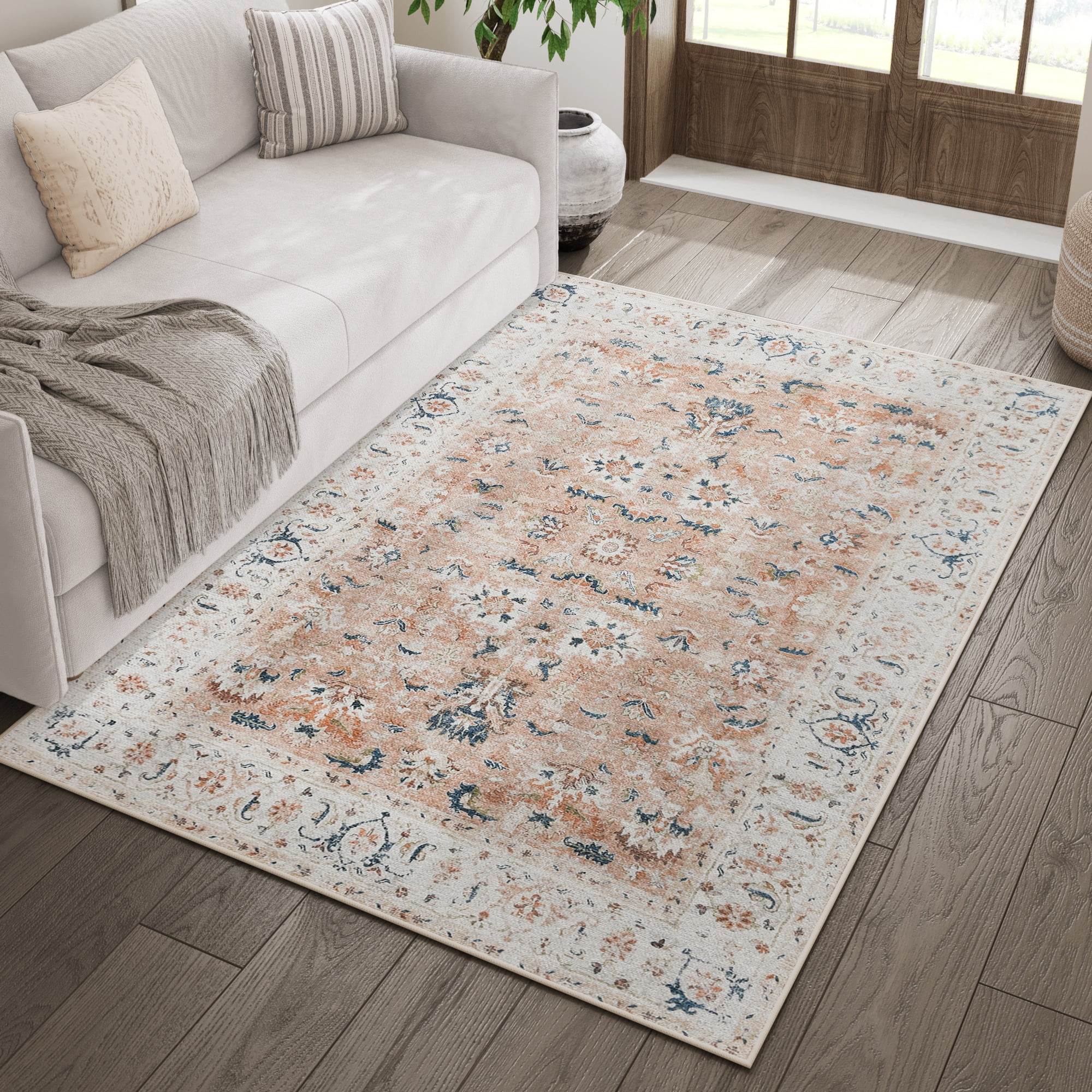 RUGKING Vintage Floral 3x5 Area Rug, Non-Slip, Easy Clean, Ideal for ...