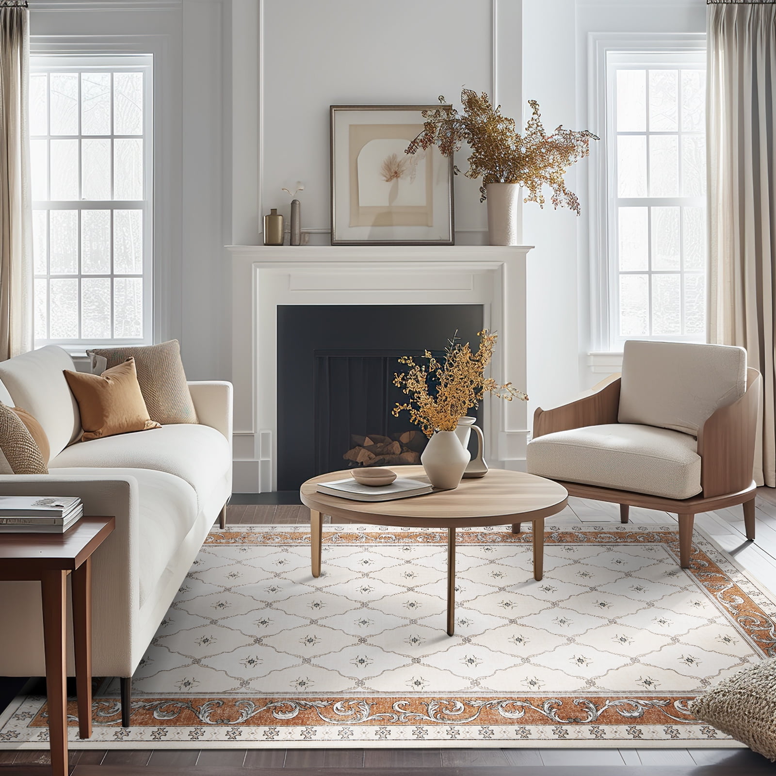 RUGKING Area Rug 4X6 Vintage Washable Rug Bedroom Floor Cover Indoor ...