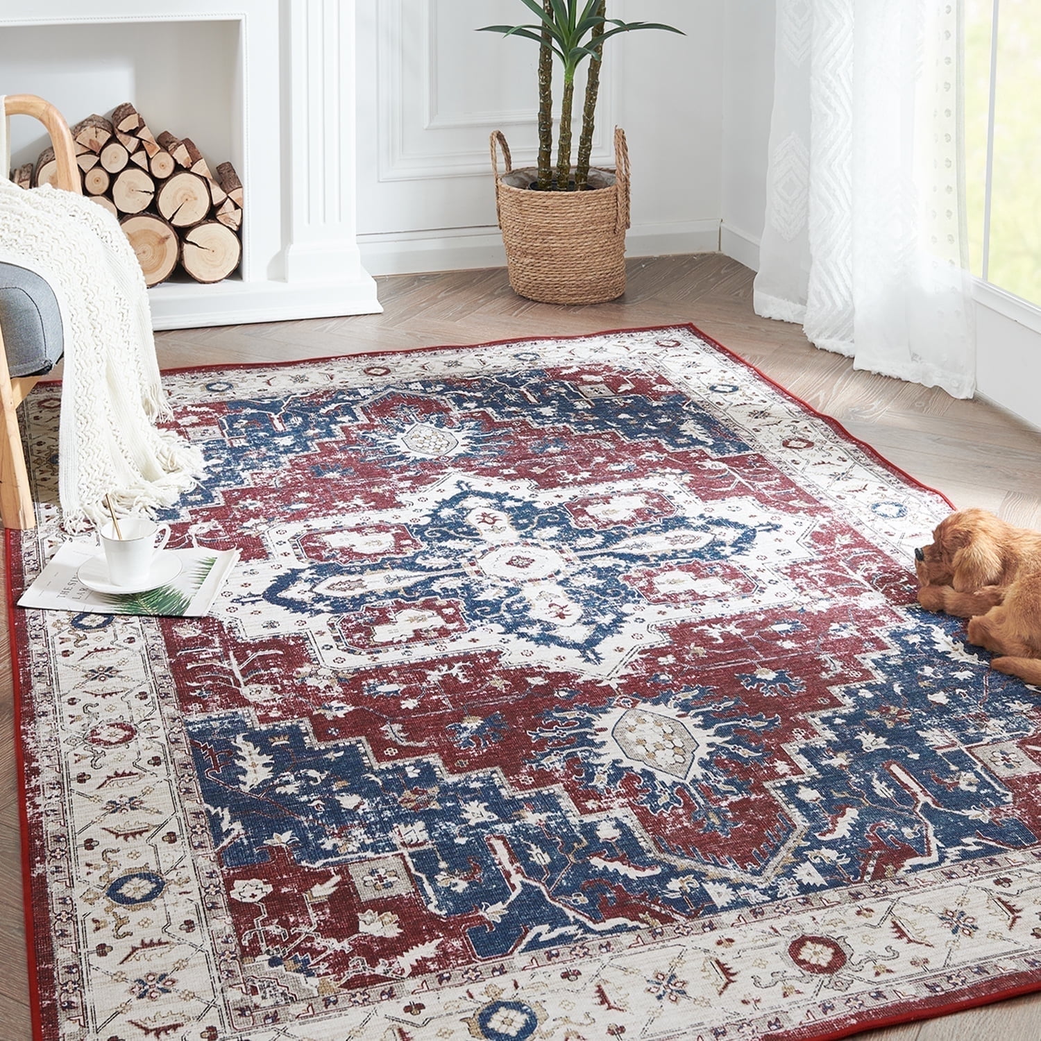 RUGKING Area Rug 5x7 Persian Rug Bohemian Indoor Floor Cover Washable ...