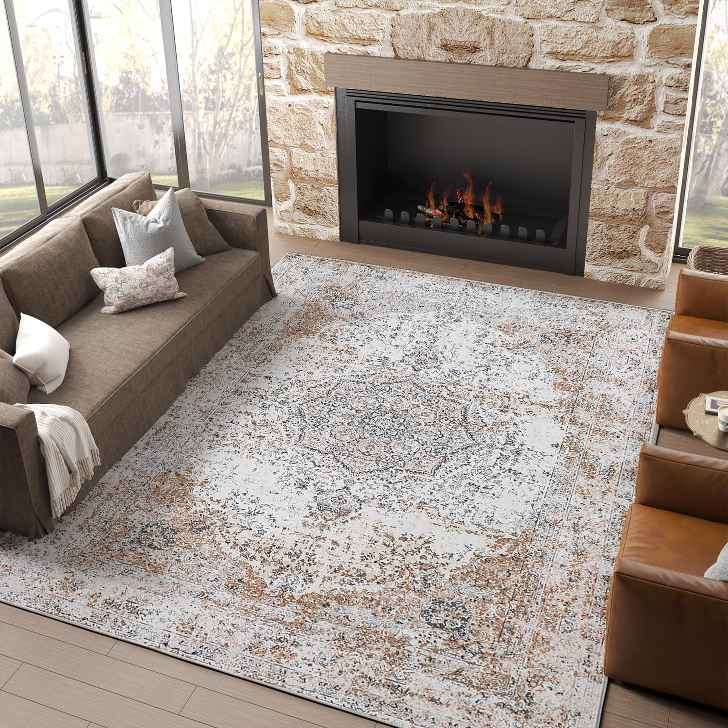 RUGKING Area Rug 5x7 Vintage Rug Traditional Distressed Foldable Rug ...
