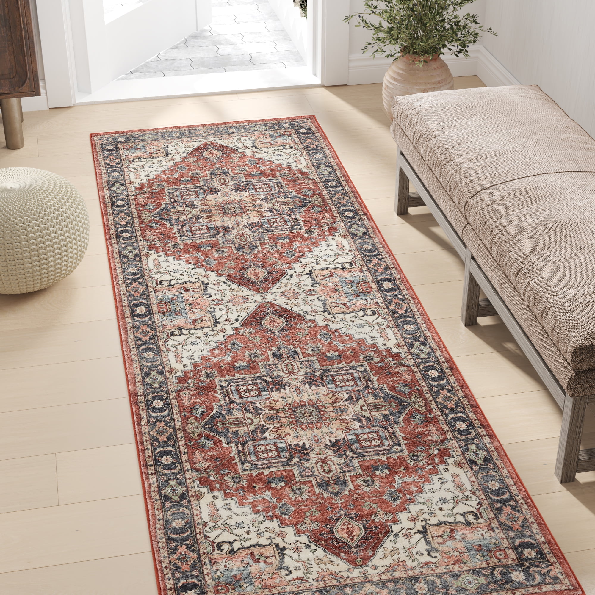 RUGKING Kitchen Rugs 2x5 Home Machine Washable Bedroom Rugs, Distressed ...