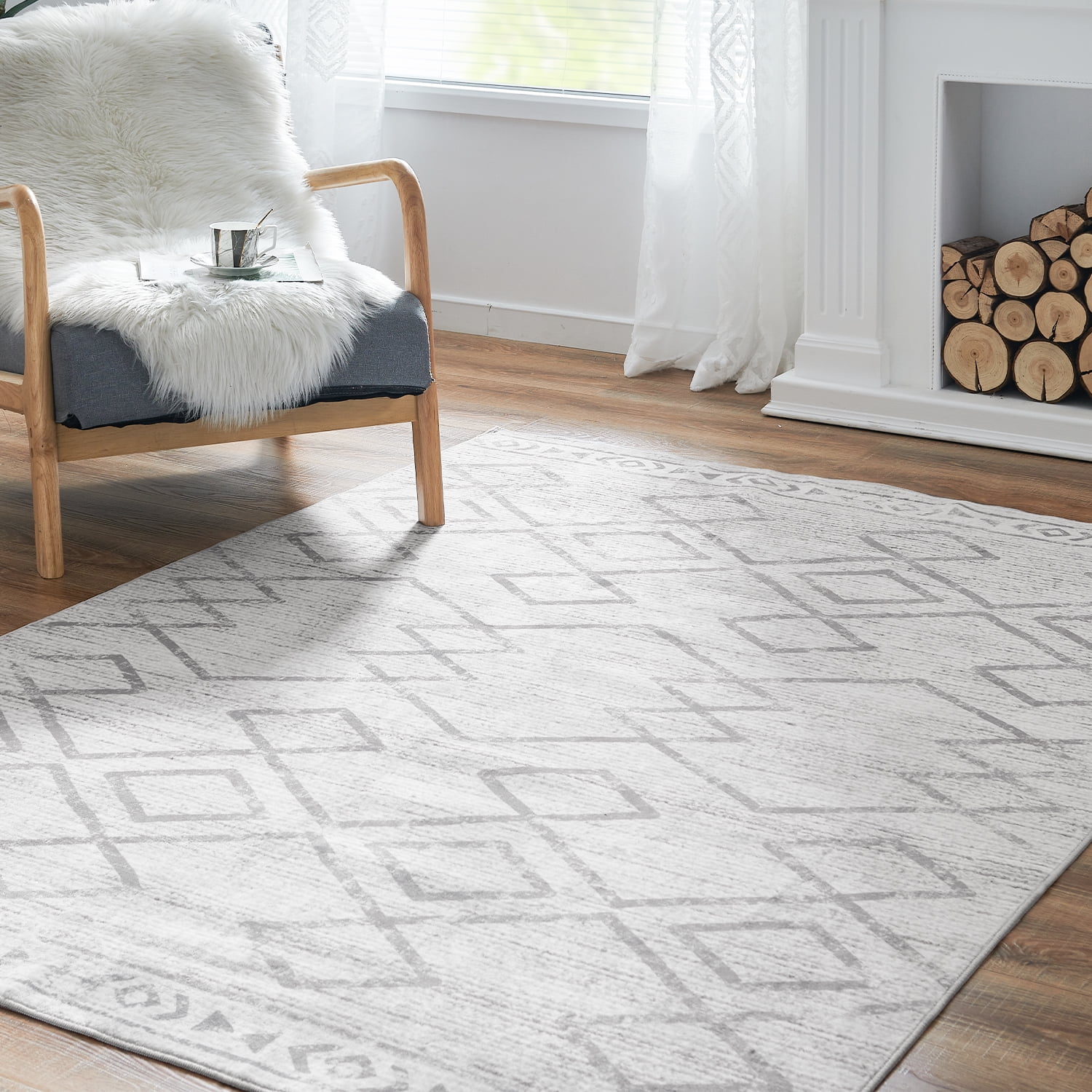 RUGKING 4X6 Modern Area Rug, Non-Slip, Geometric Print, Soft Indoor Mat ...