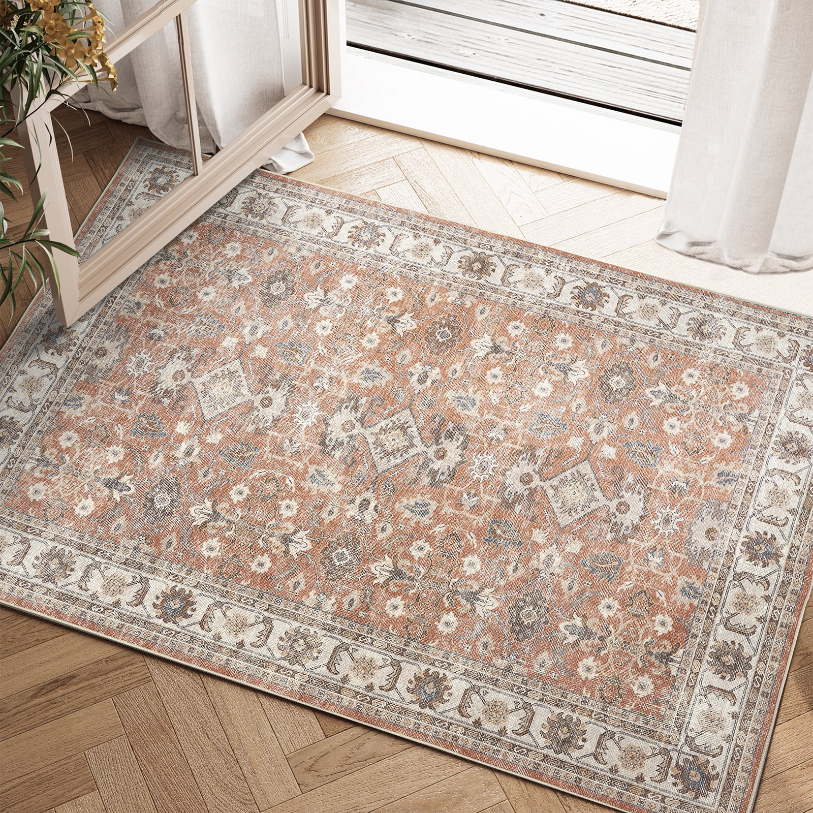 RUGKING Area Rugs 3X5 Brick Red Vintage Persian Rug Indoor Outdoor Rugs ...