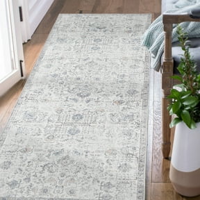 Black Floral Runner Rug 2x8ft - Boho Rug Pet Friendly Washable Kitchen ...