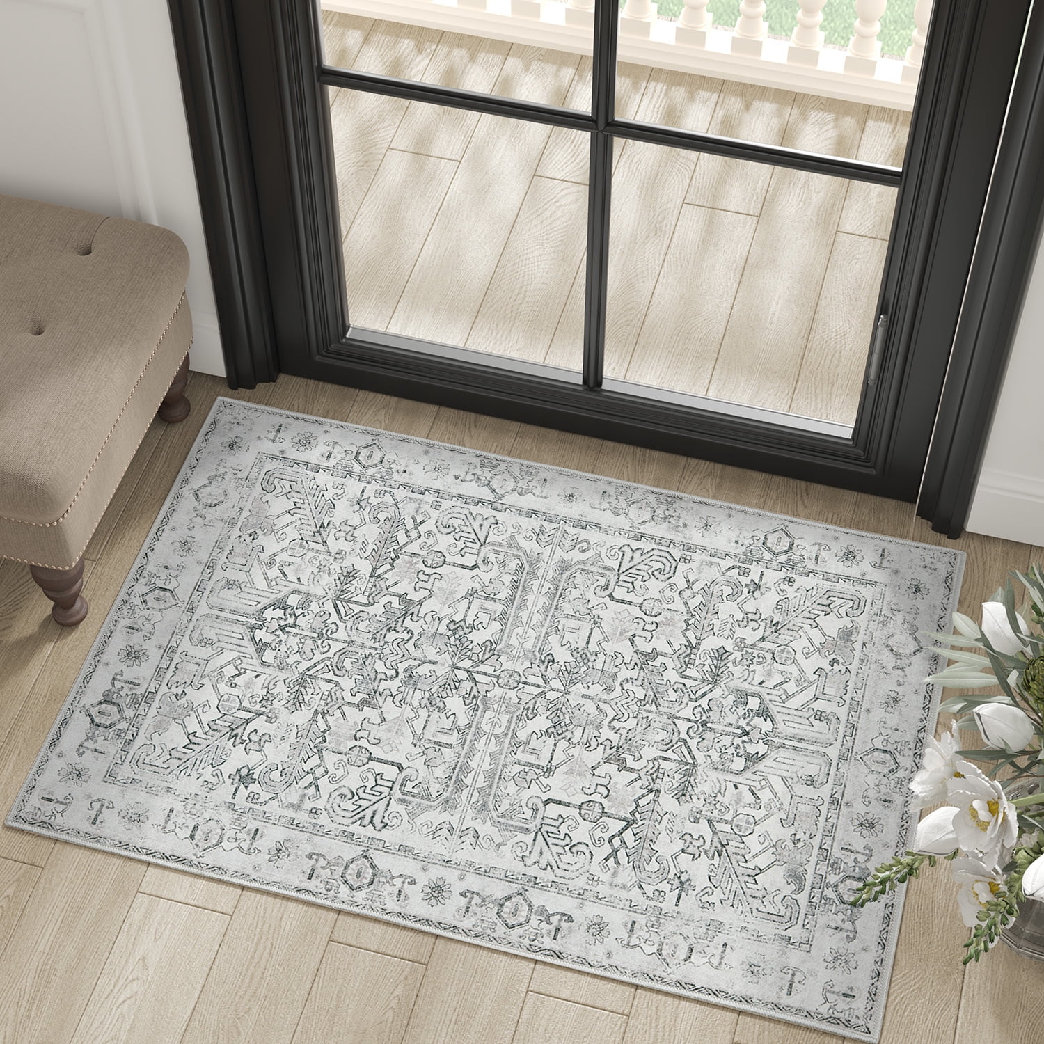 RUGKING 2x3 Non-Slip Entryway Area Rug, Machine Washable, Thin Indoor ...