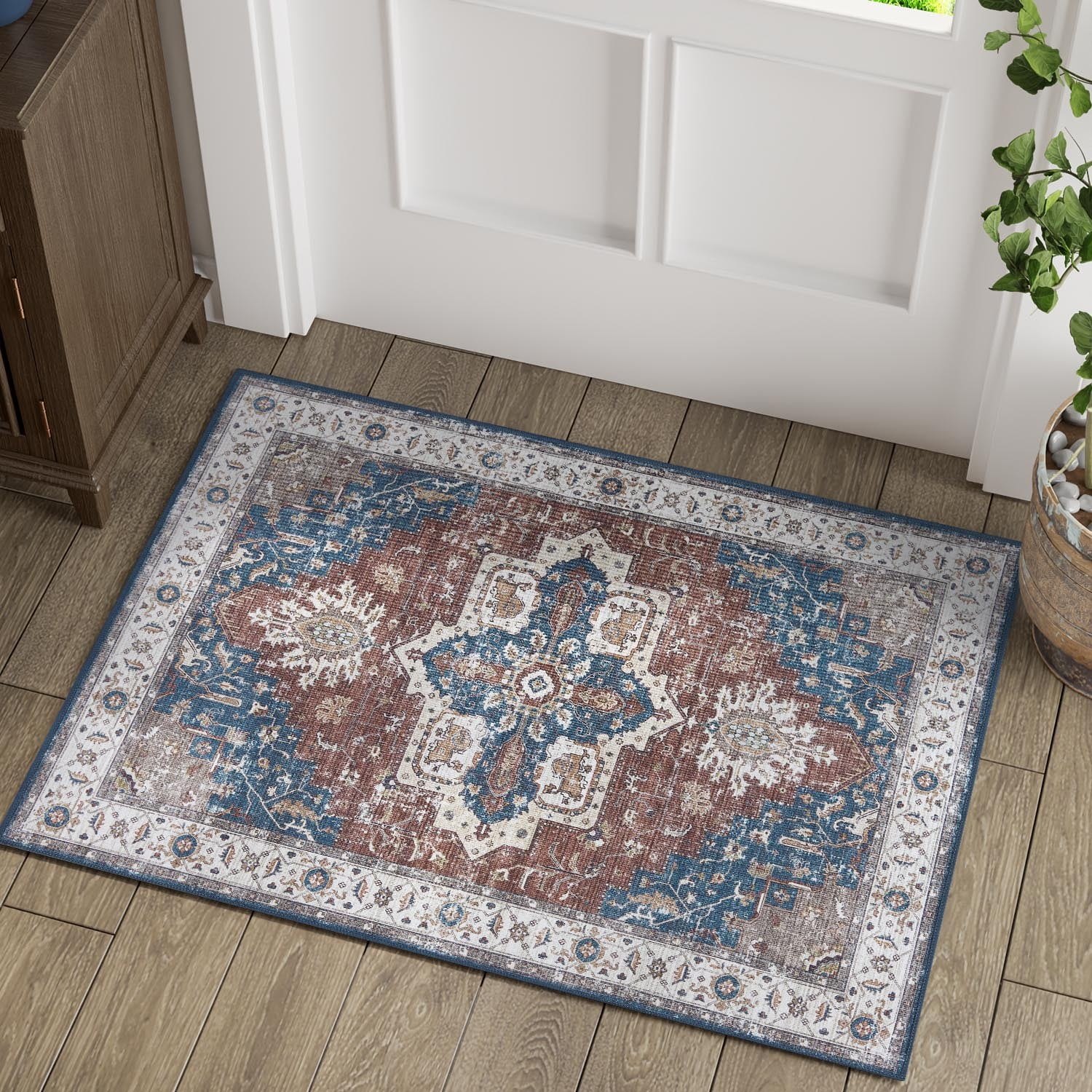 RUGKING 2x3 Non-Slip Washable Indoor Rug, Bohemian Persian Floral Print ...