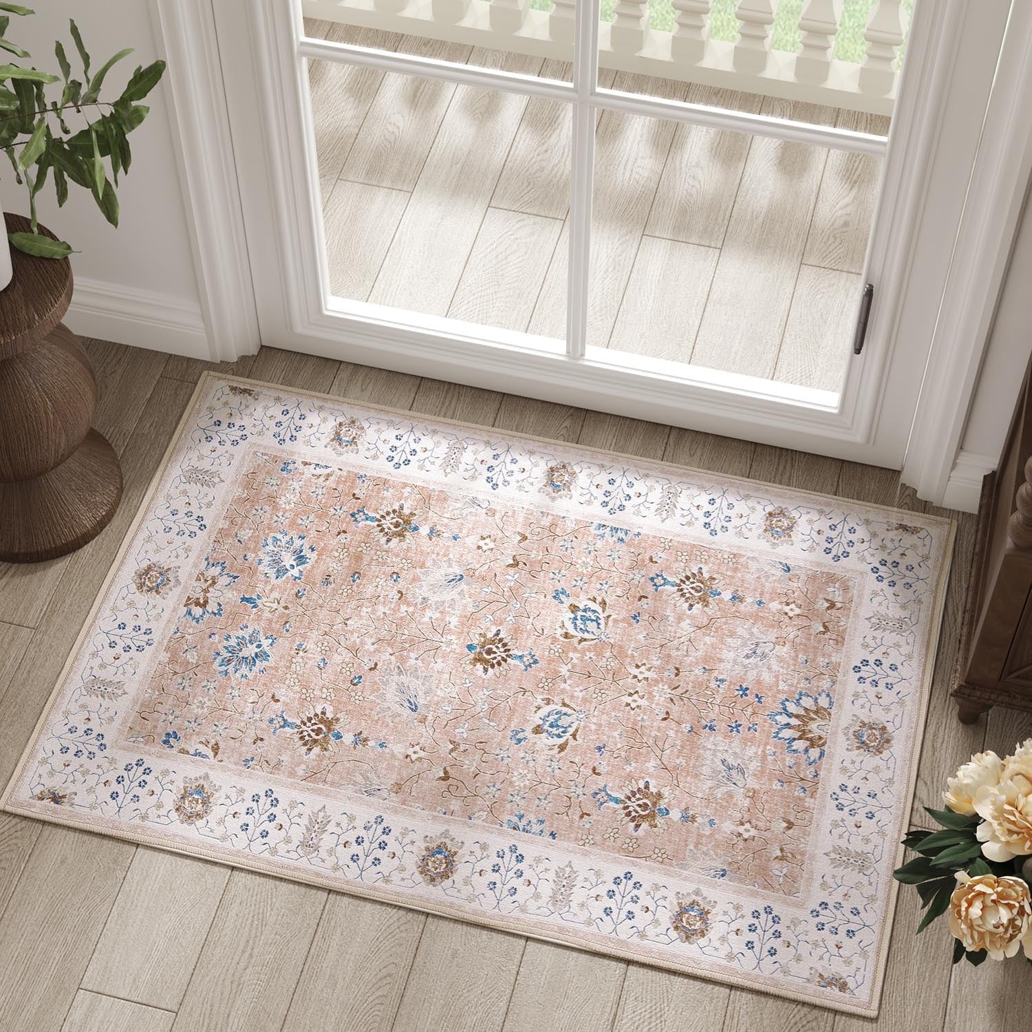 RUGKING Floral Print Door Mat 2'x3' Area Rug Pink Welcome Mat for ...