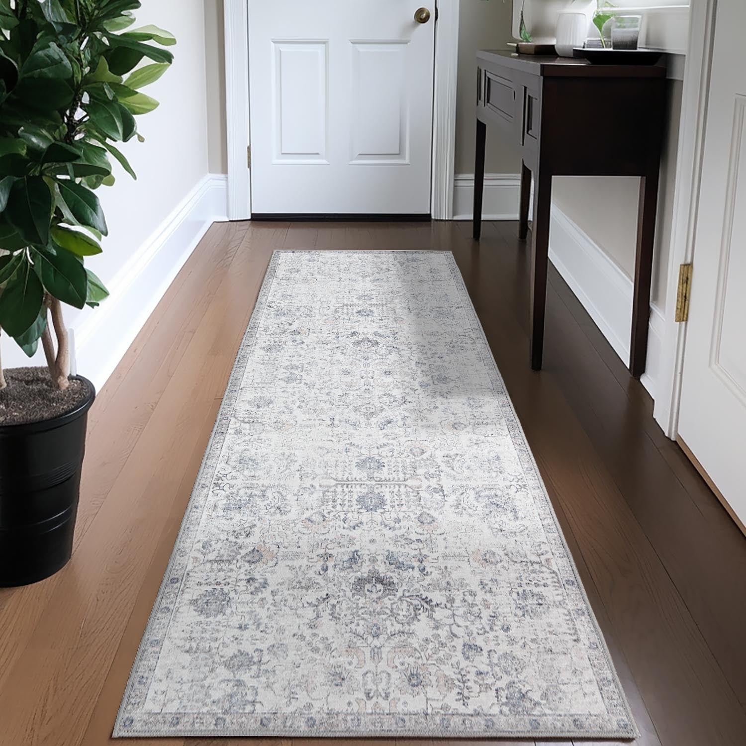 RUGKING Floral Runner Rug 3x10 Gray Multi Vintage Carpet Non Slip ...