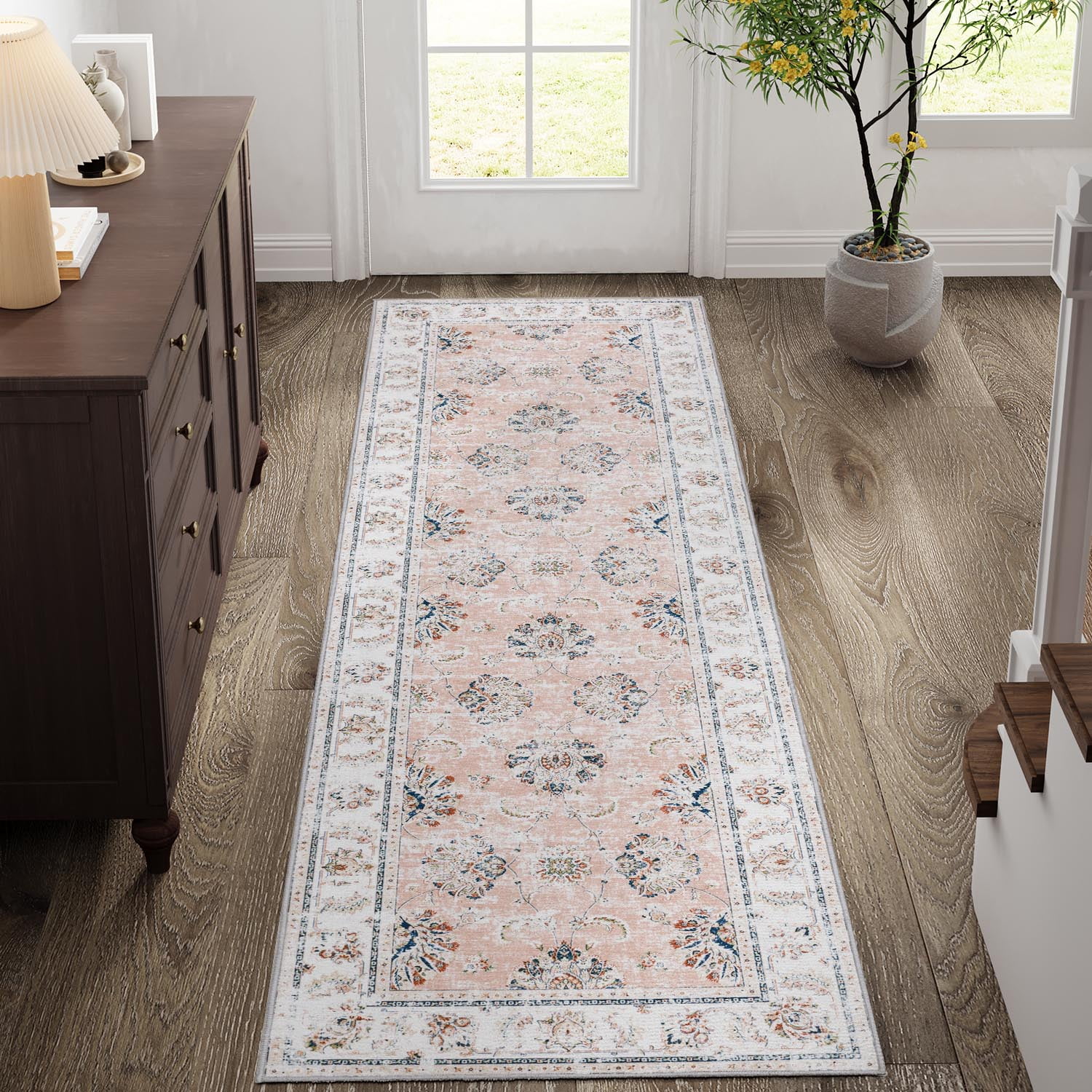 RUGKING Pink Bedside Floor Carpet Area Rug 3'x10' Vintage Non Slip ...