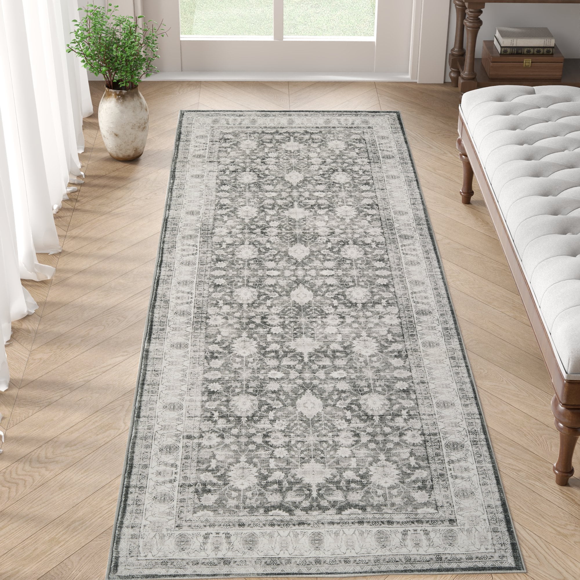 RUGKING Grey Runner Rug 2'x5' Area Rug Allway Runner Rug Washable ...