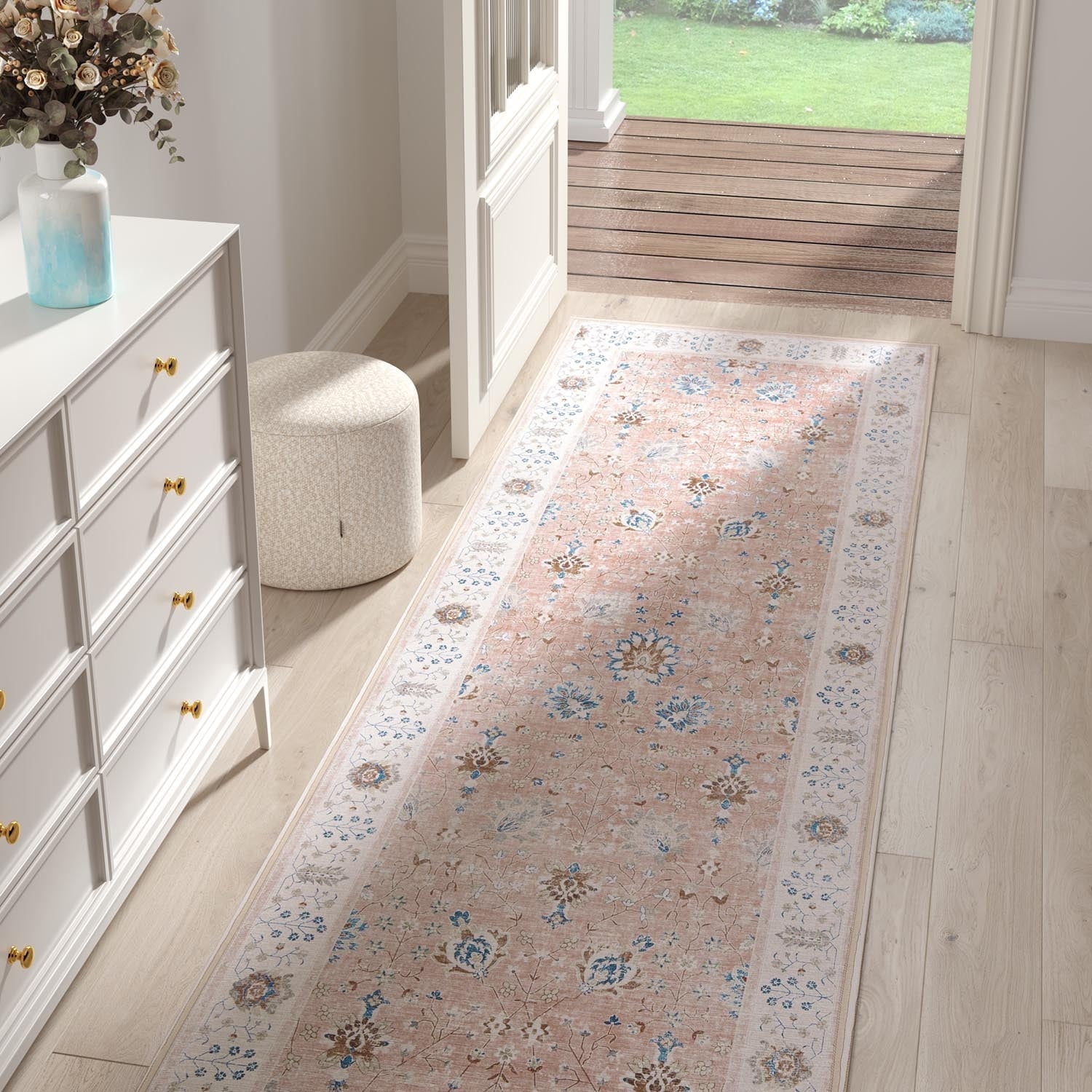 RUGKING Hallway Rugs 2x5 Pink Runner Rug Floral Non-Slip Vintage Area ...