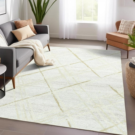 RUGKING Living Room Rug 3X5 Moroccan Rug Low pile Taupe Rug Modern ...