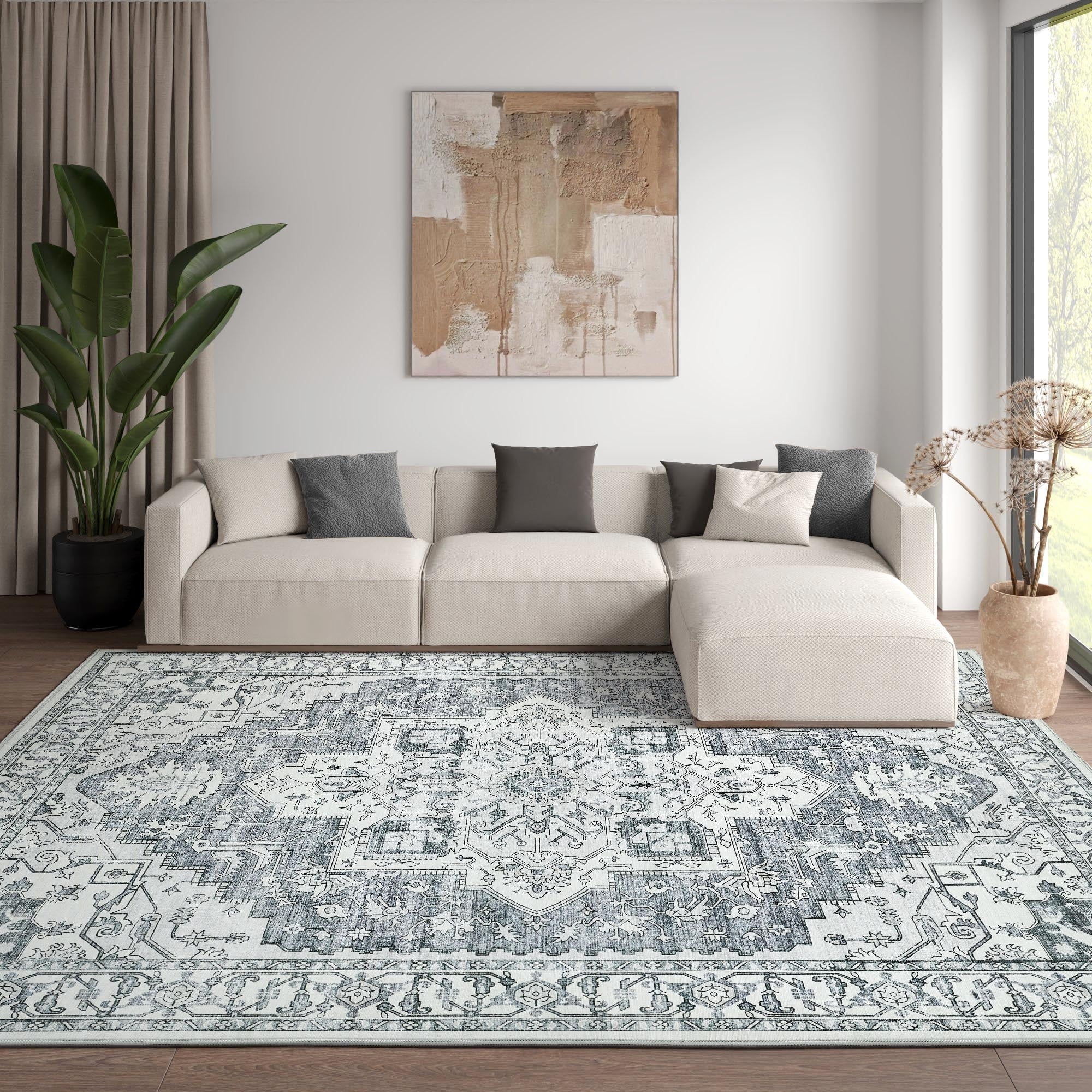 RUGKING Living Room Rugs 9x12 Washable Orental Rug Thin Vintage Carpet ...