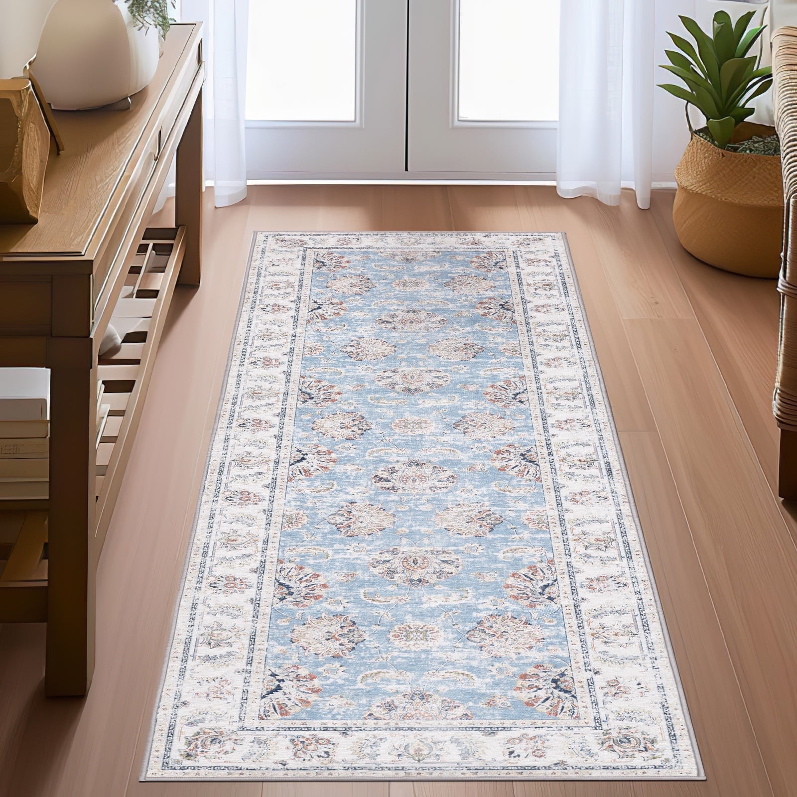 RUGKING 2x7 Vintage Floral Non-Slip Rug for Kitchen, Bathroom, Bedroom ...