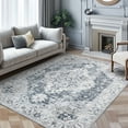 RUGKING Distressed 8x10 Gray Oriental Rug, Non-Slip Indoor Medallion ...