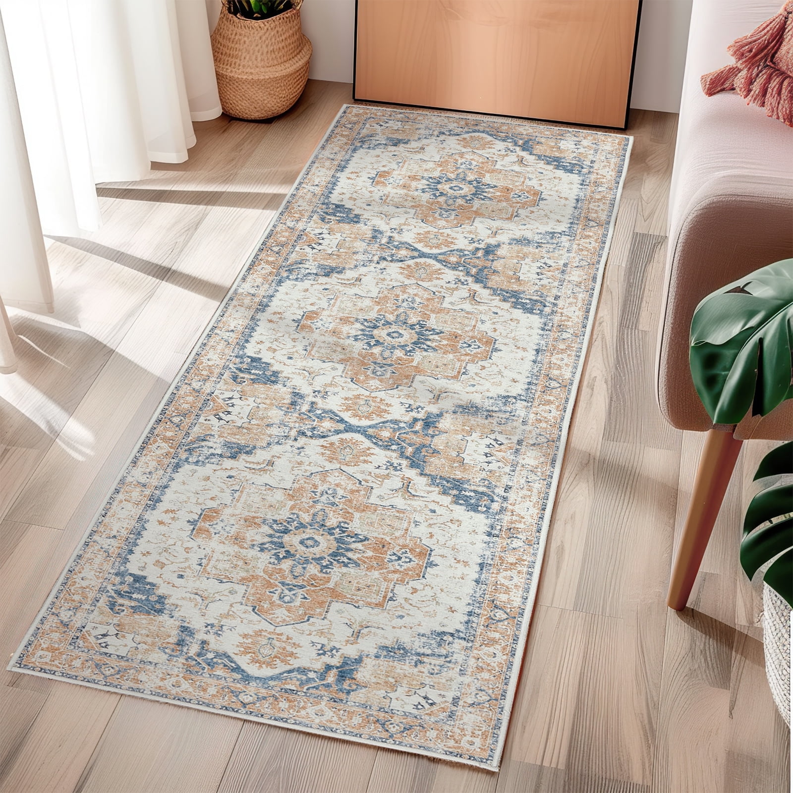 RUGKING Traditional 2x6 Orange Runner Rug - Non-Skid, Foldable for ...