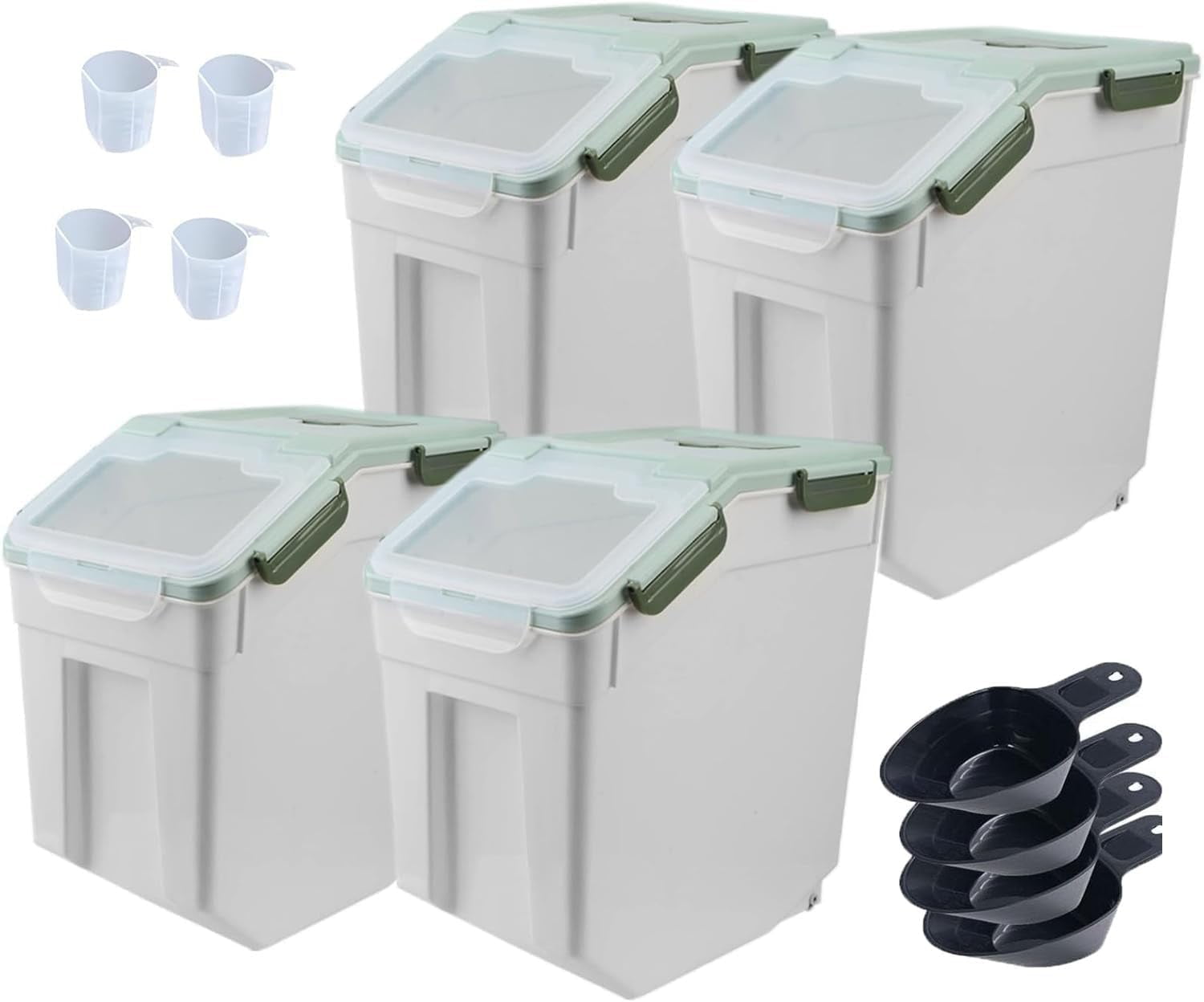 RUIAN Large Airtight Storage Container,25lb Flour Rice Storage Containers Bin with Wheels Seal ...