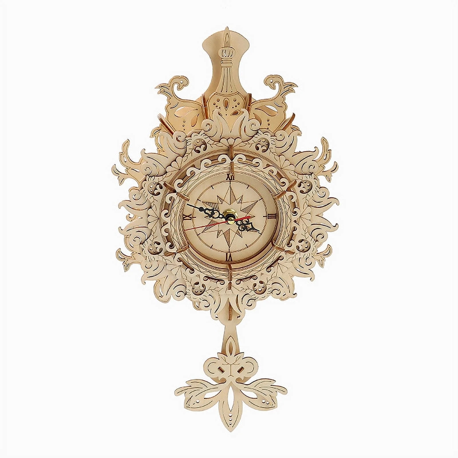 RUIAN Wood 3D Puzzles Building Mechanical Wall Clock Hanging Pendulum ...