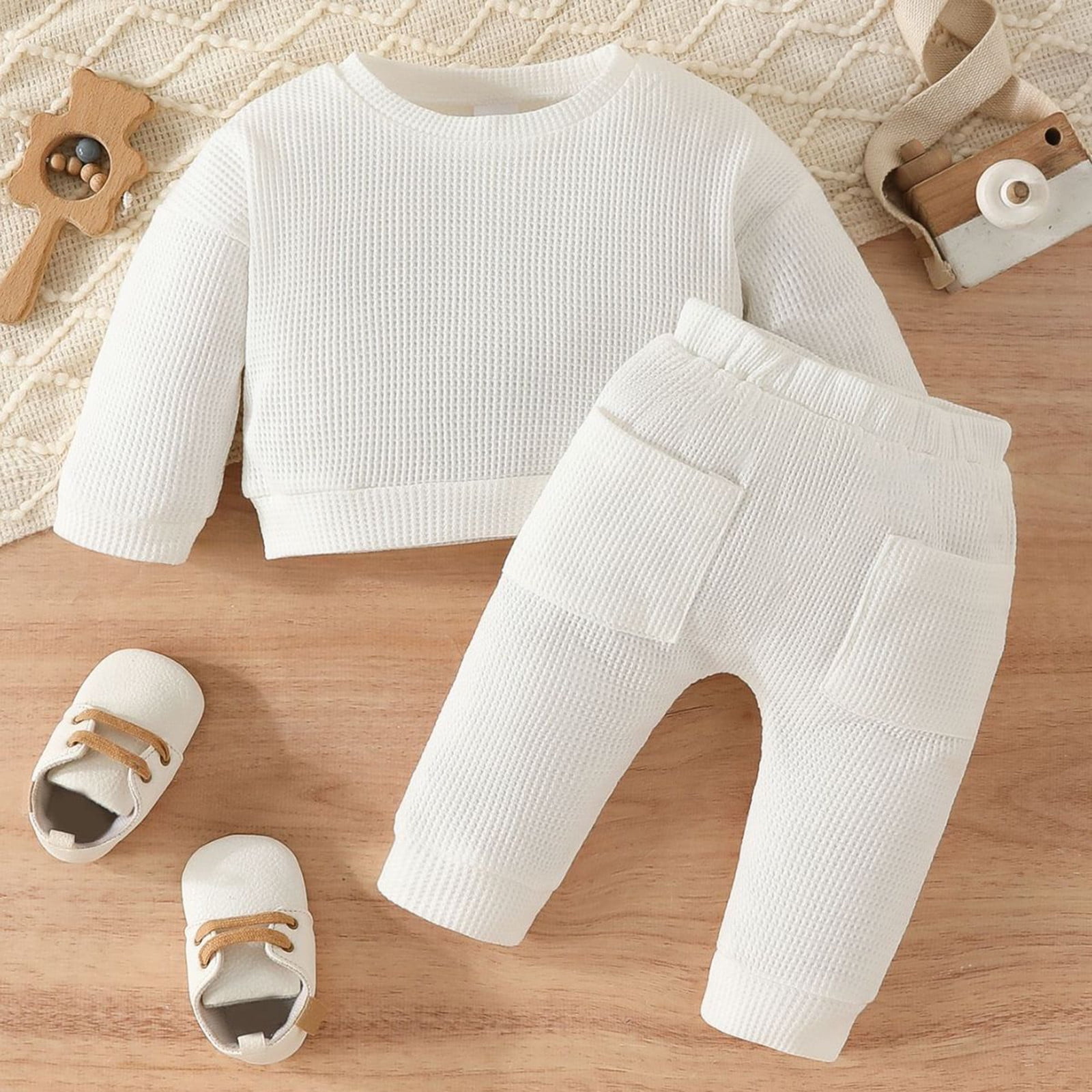 RUICUW Infant Baby Fall Outfits Solid Color Long Sleeve Sweatshirt Tops ...