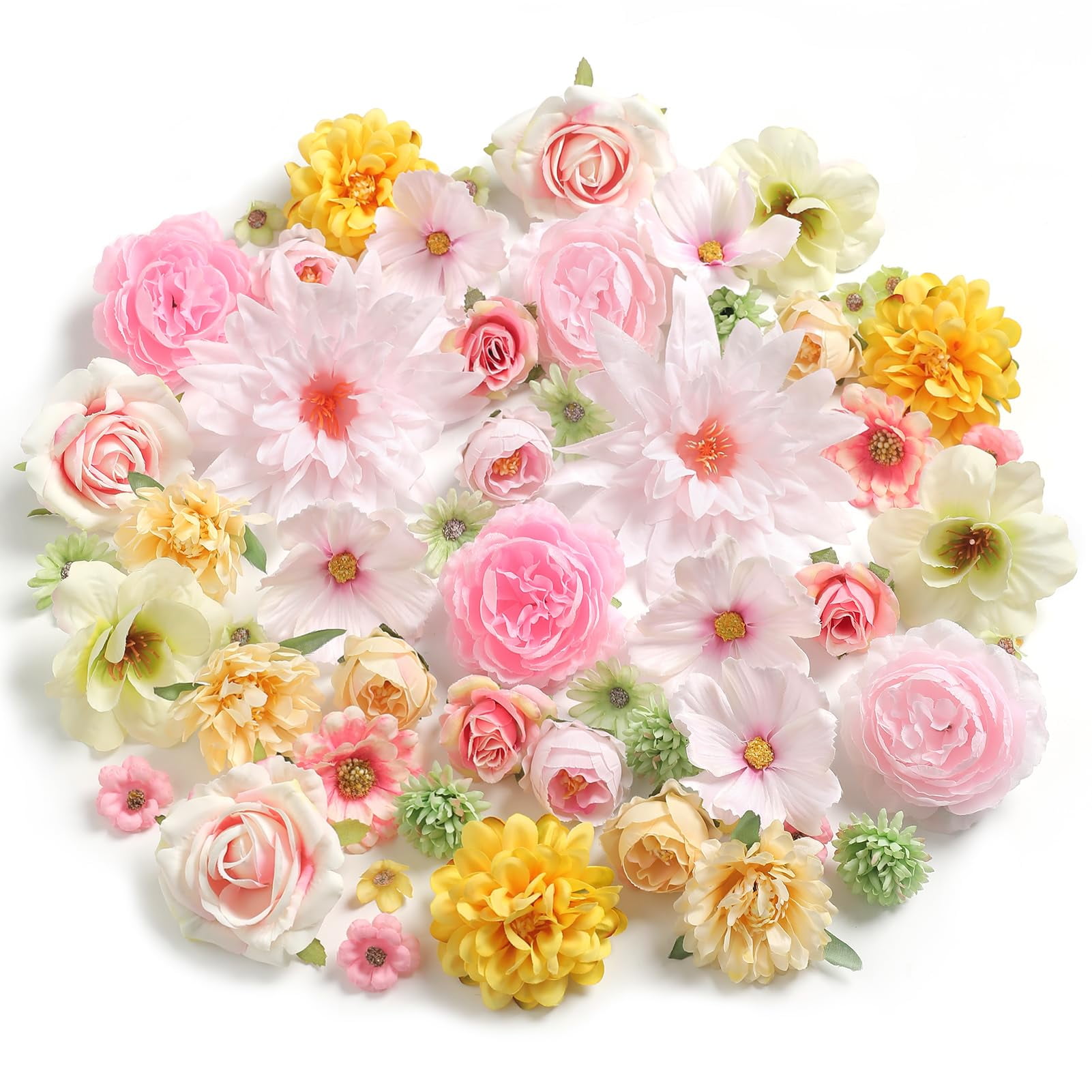 RUIDKUN Fake FlowersEGSC Heads Bulk Pink Green Mini Artificial Silk ...