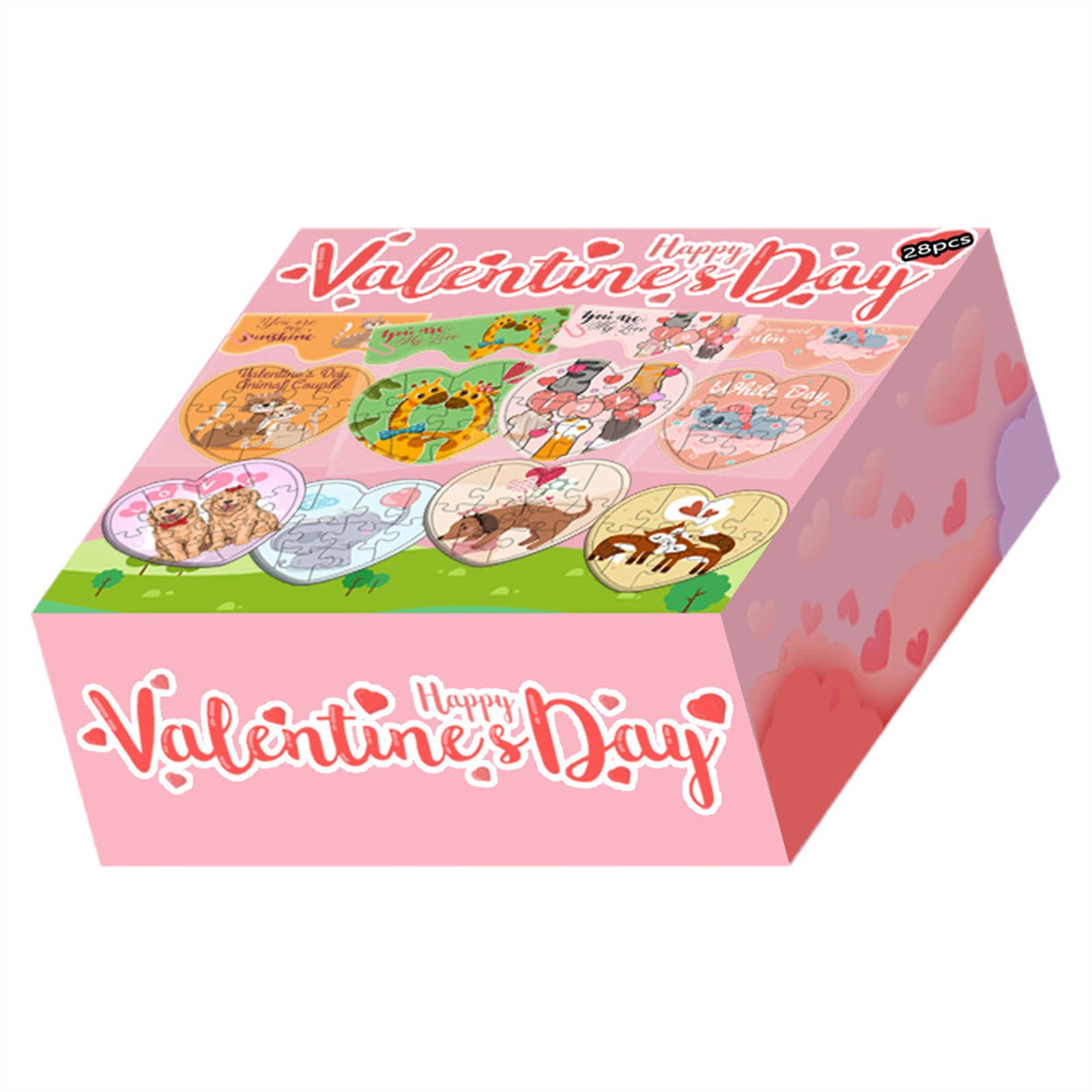 RUIG 28 Pack Valentines Puzzles,Valentines Day Cards for Kids Classroom ...