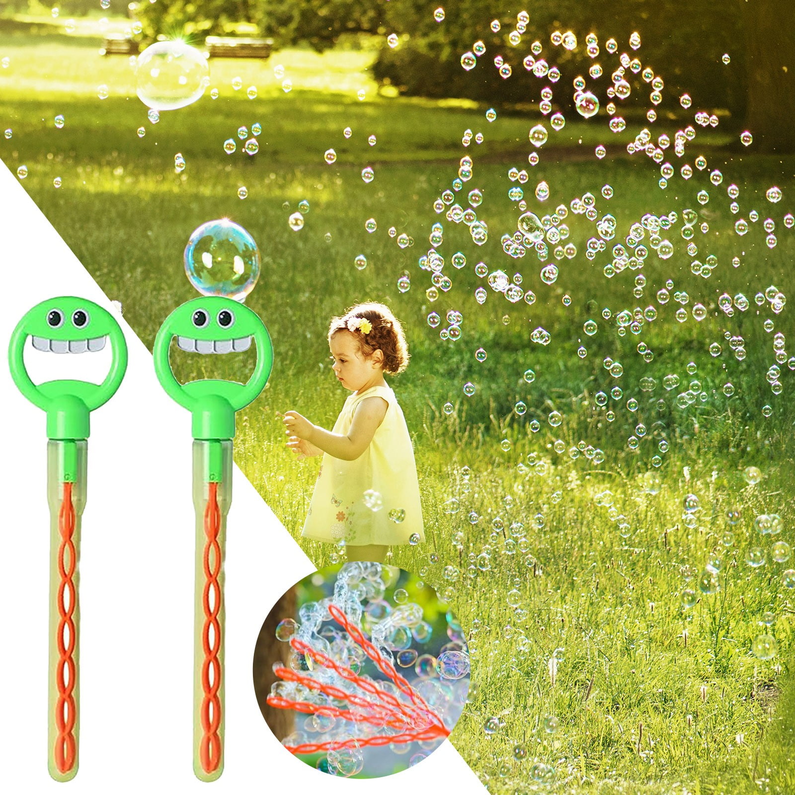 RUIG 2PCS Bubble Wand, Big Bubble Wand Kit for Kids Bath Time & Summer ...