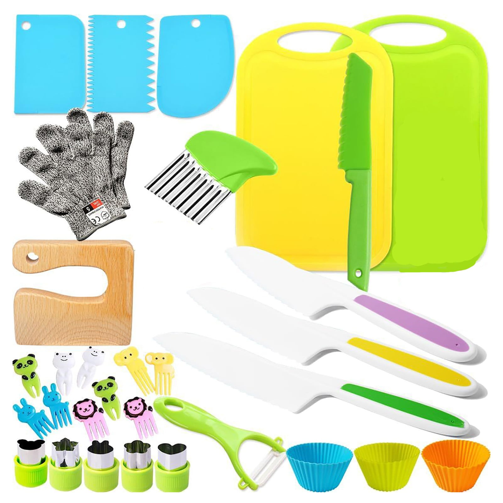RUIG 32 PCS Kids Cutting Board and KnifeSet Kids Cooking Sets Real Kid ...