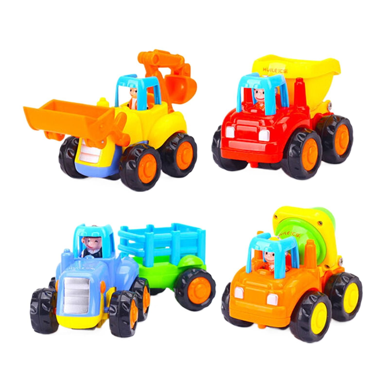 RUIG 4 Pack Friction Powered Cars Construction Vehicles Toy Set Cartoon ...