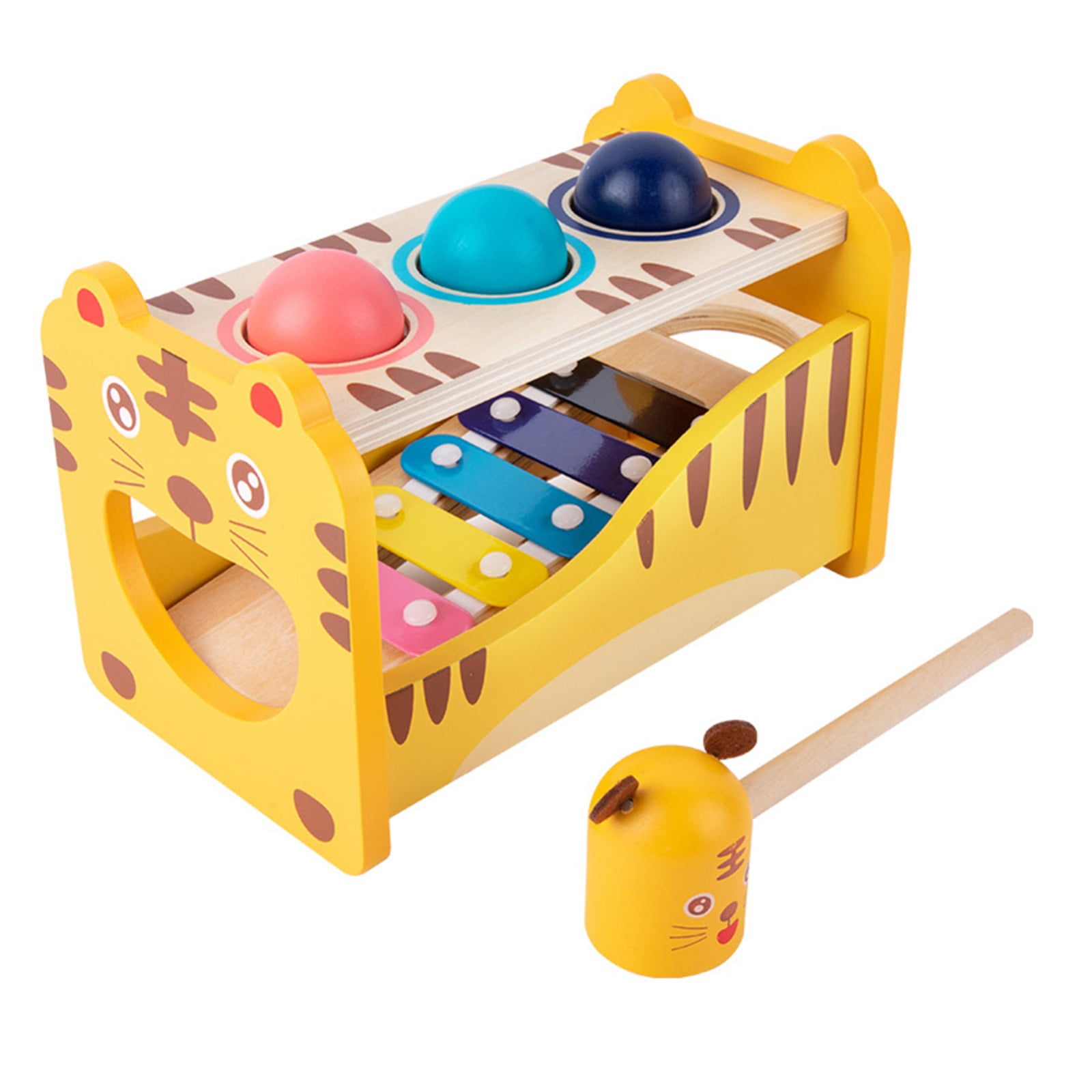 RUIG Baby Xylophone & Hammer Bench Wooden Toy Set - Kid's Educational ...