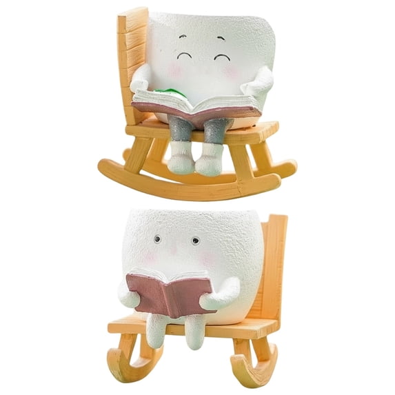 RUIG Cute Miniature Rocking Chair Planter, Small Flower Pot with ...