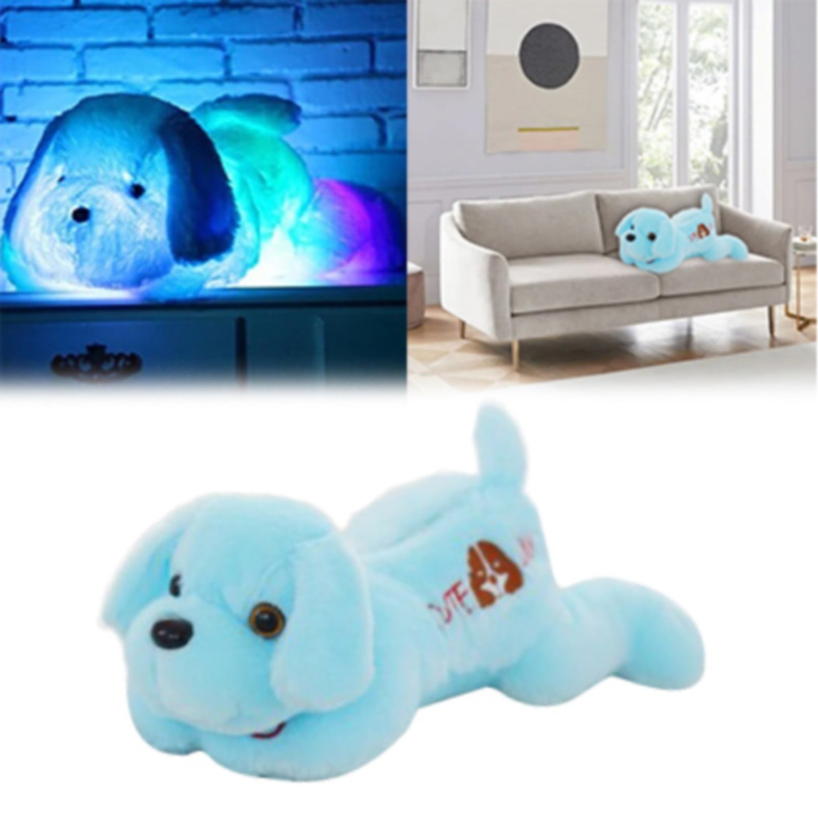 RUIG Cute Plush Dog Toy, 11.3'' Light up Blue Puppy Dog LED Stuffed ...