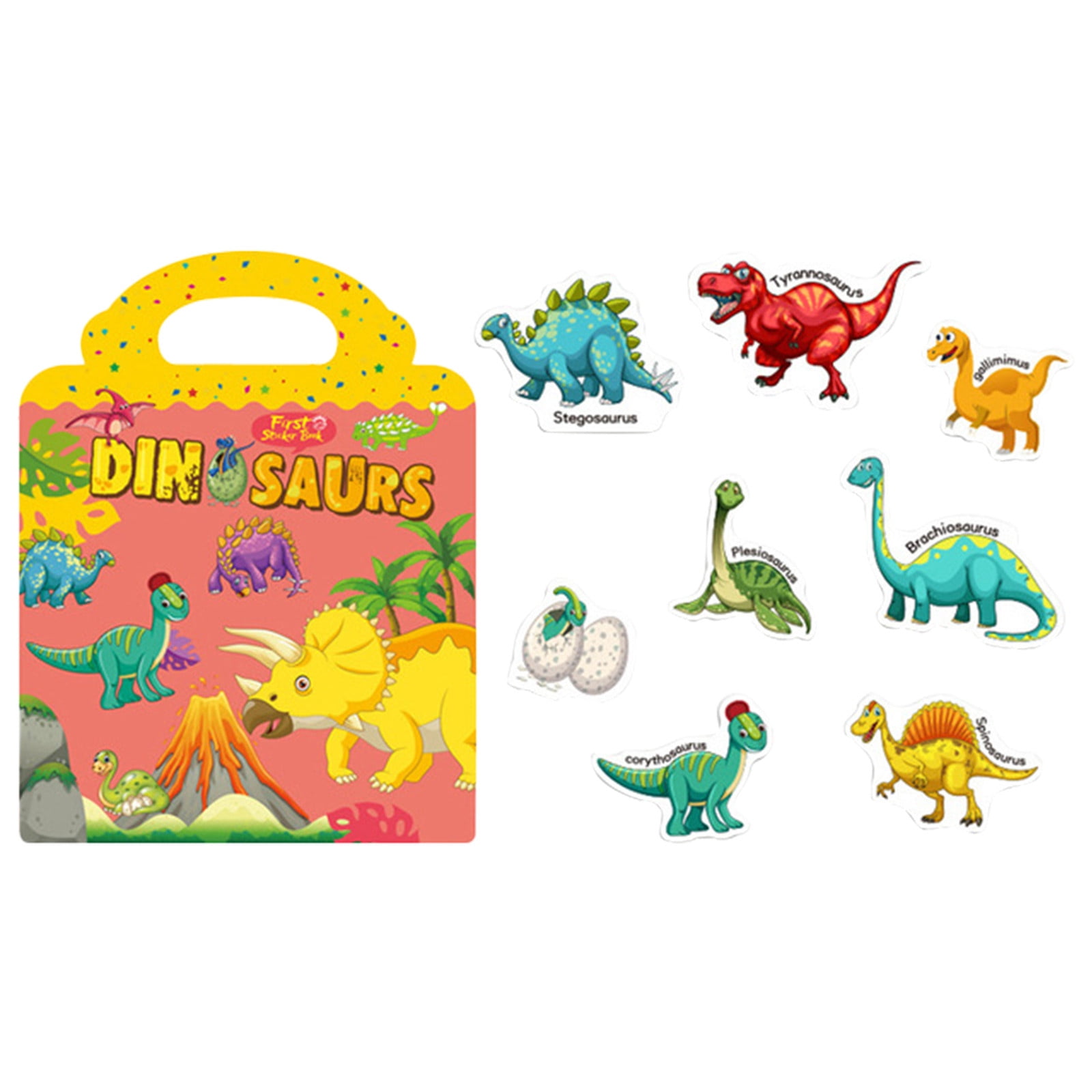 RUIG Dinosaur Sticker Book for Kids, Toddler Reusable PuffyStickers ...