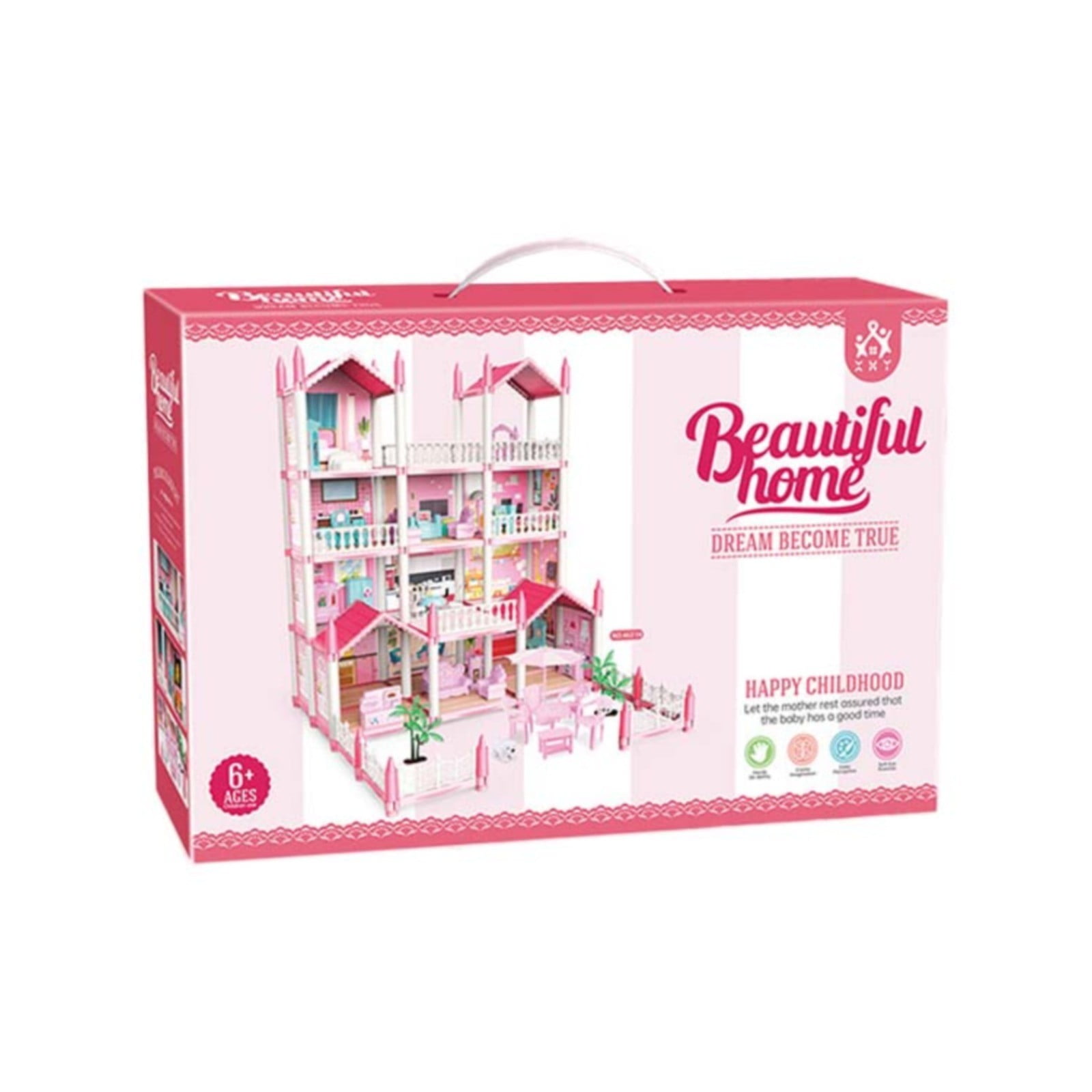 RUIG Doll House for Girls,Pink Dollhouse for Kids Ages 3 4 5 6 7 8 9 -DIY Room Kits with Dolls ...