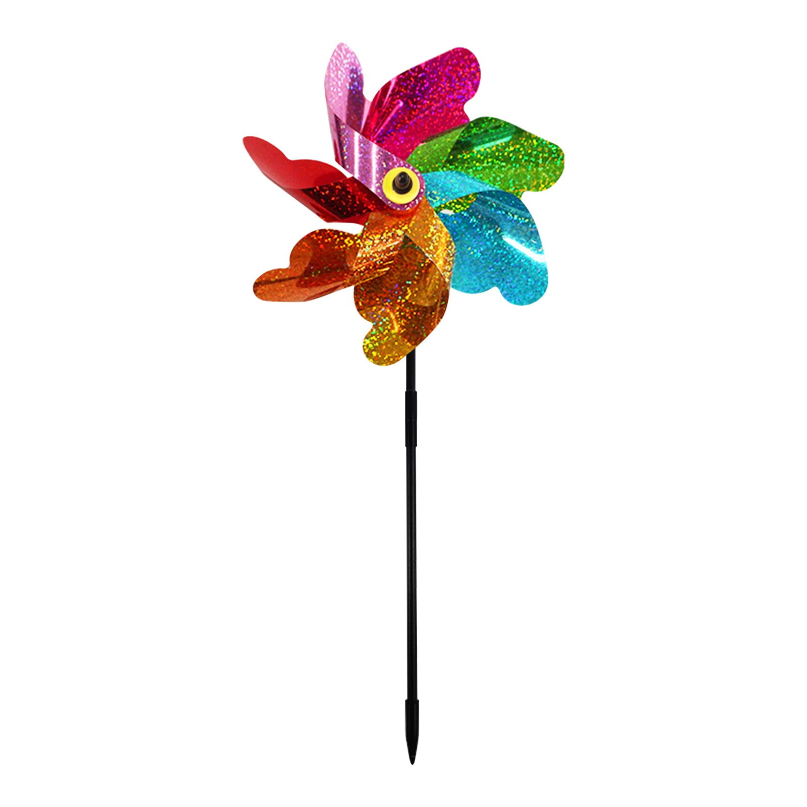 RUIG Flower Wind Spinner Sparkly Lawn Pinwheel 19 inch Colorful Rainbow ...