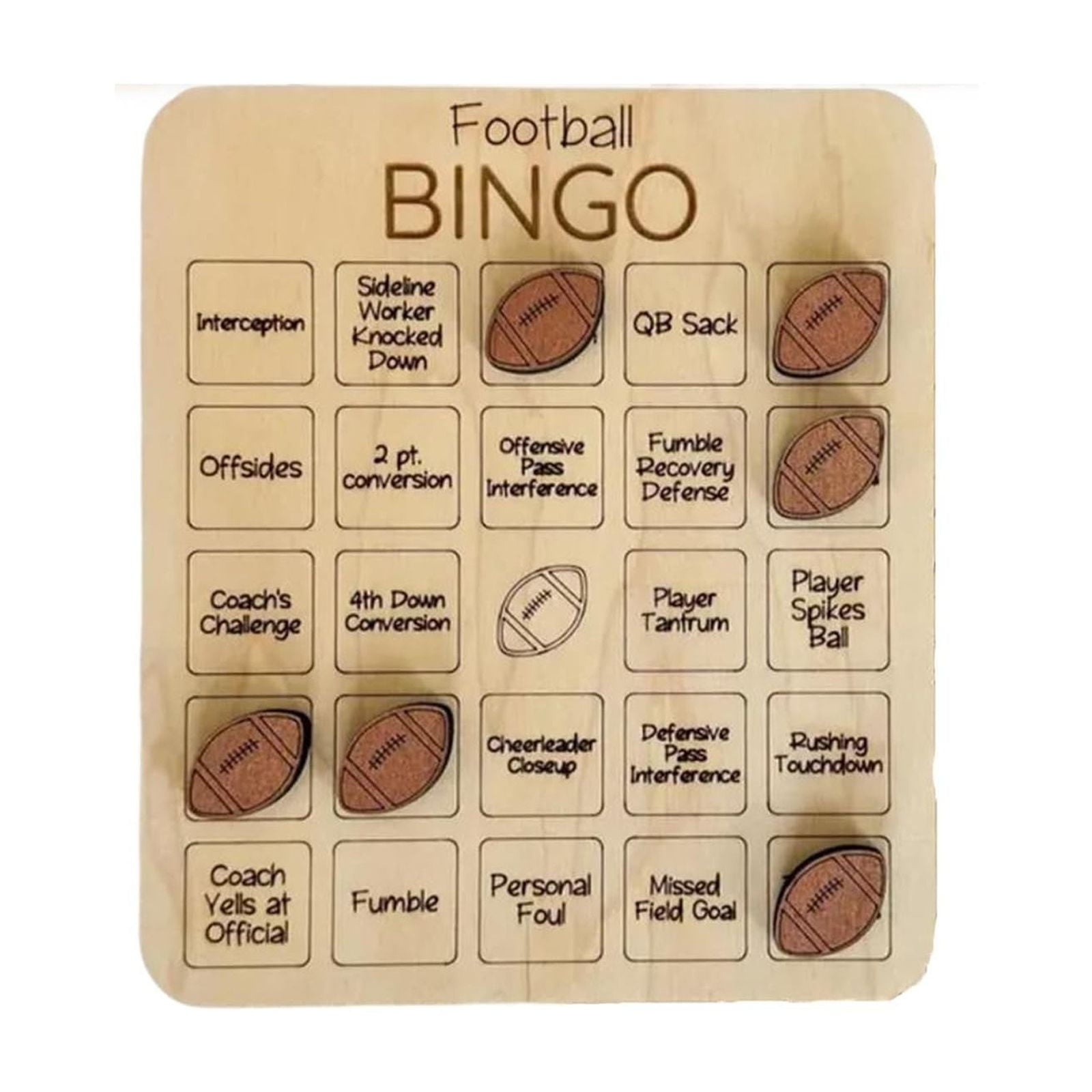 RUIG Football Bingo Game - Wooden Football-Themed Bingo Game, includes ...
