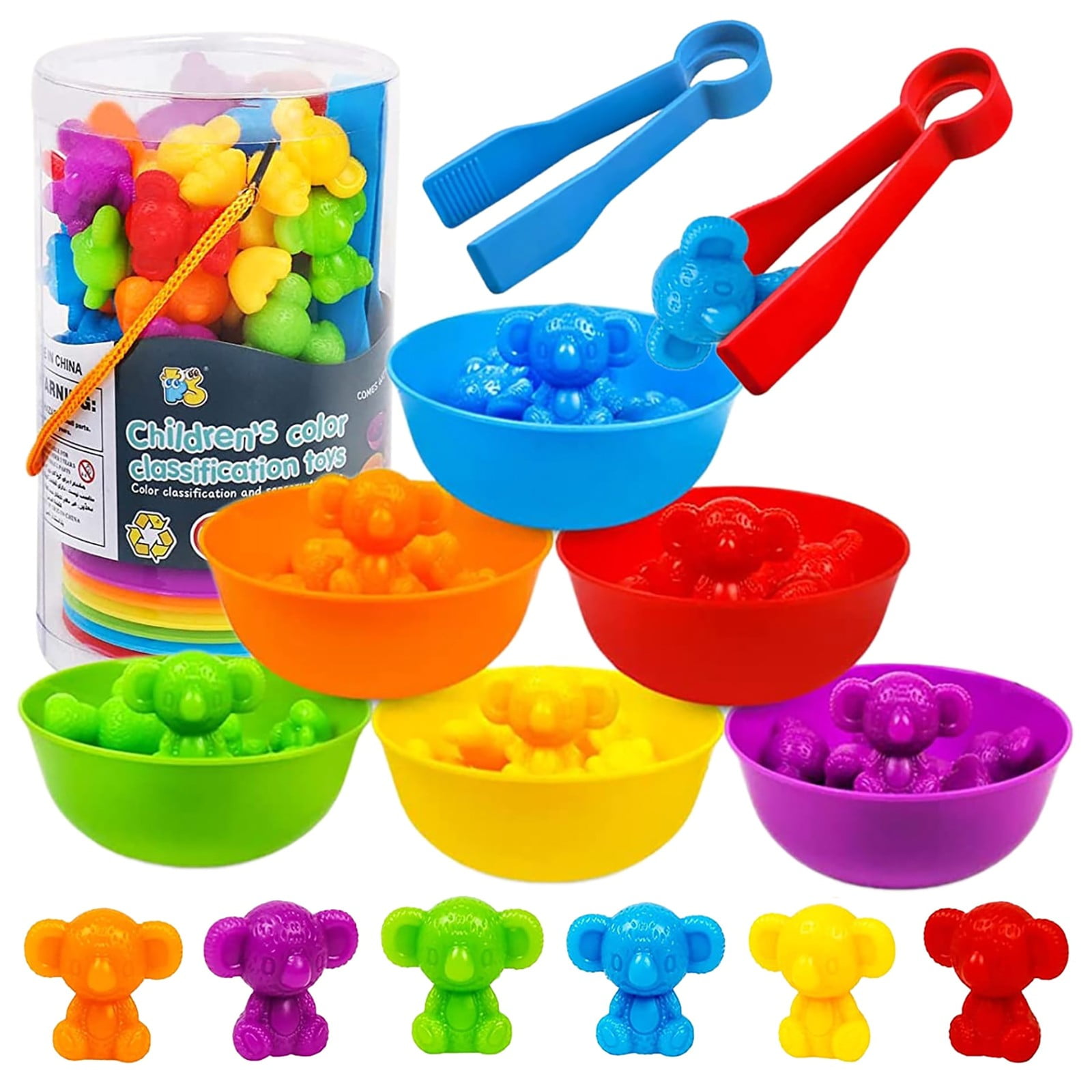 RUIG Koalas Toys Matching Games with Color Sorting Bowls Preschool ...