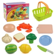 SYNCFUN 68 Pcs Cutting Play Food, Fake Food for Kids Kitchen, Cuttable ...