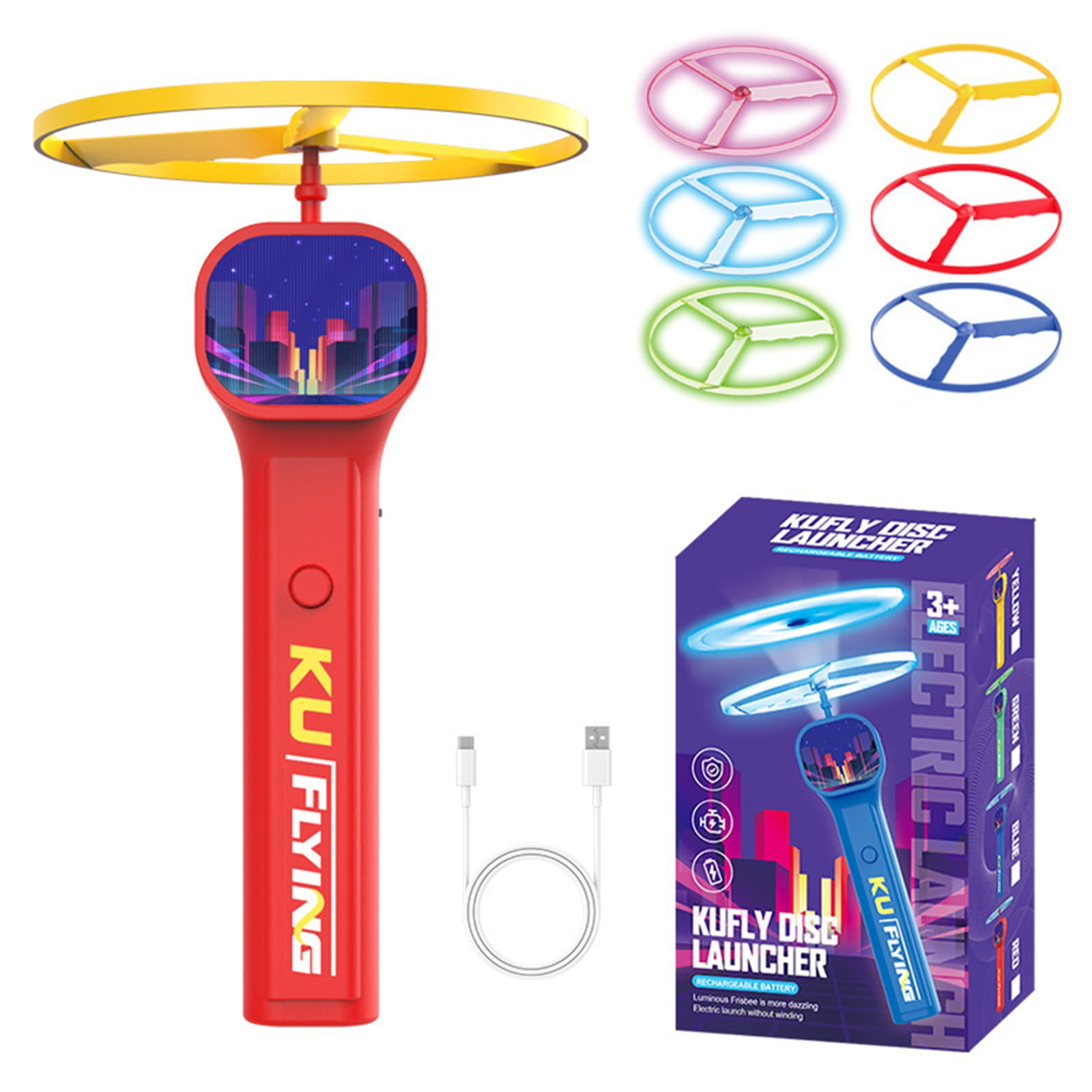 RUIG Pull String Flying Disc Flying Propellers Pull Cord Toy Pull ...