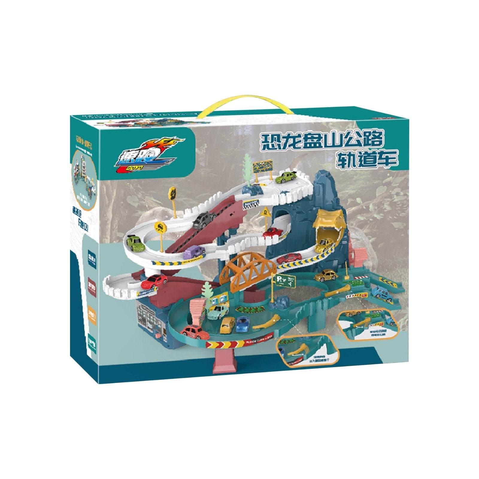 RUIG Toy Car Ramp Track Dinosaur Climbing Hills Railcar Colorful ...