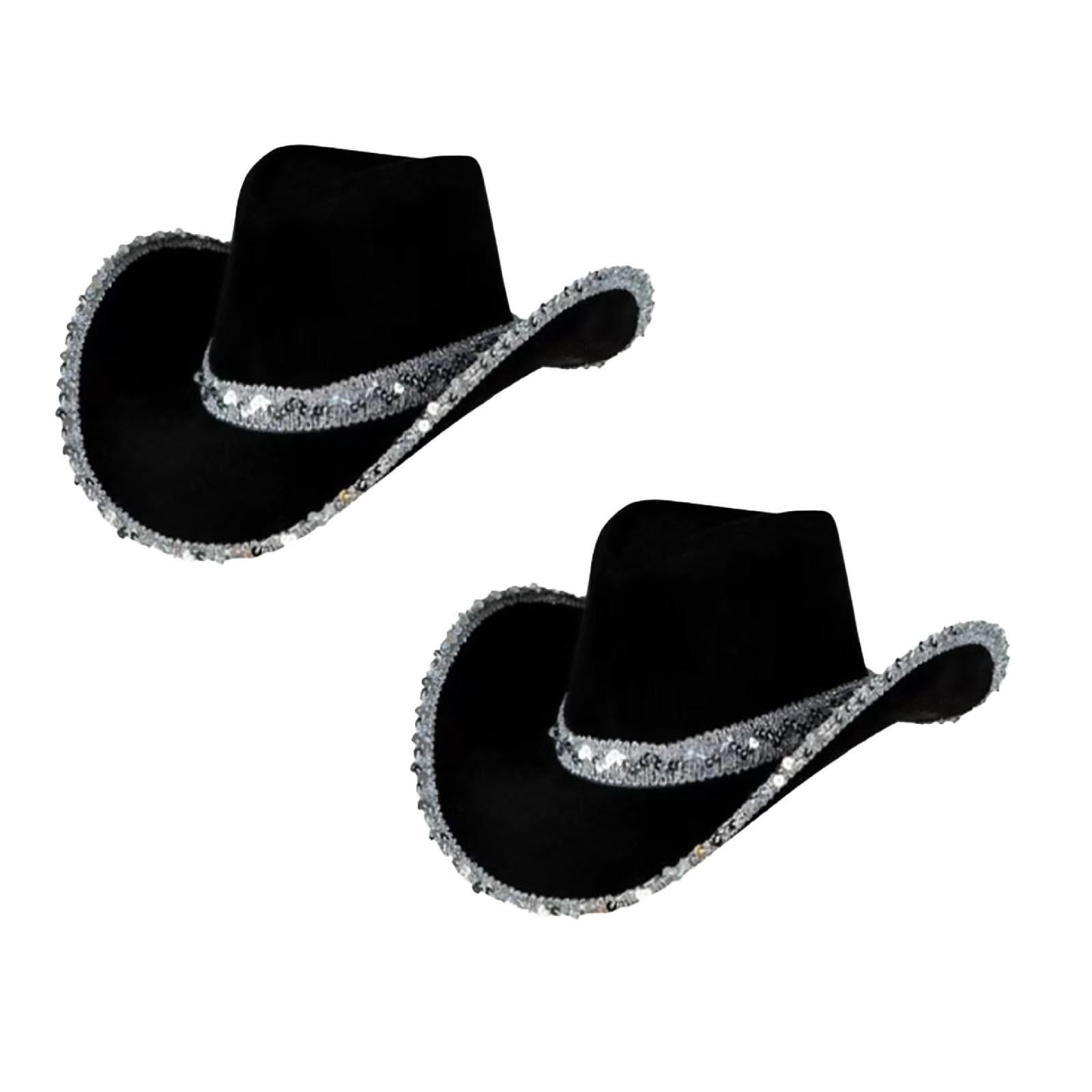 RUIG Women's Masquerade Party Silver Trimmed Cowboy Hat Silver Trimmed ...