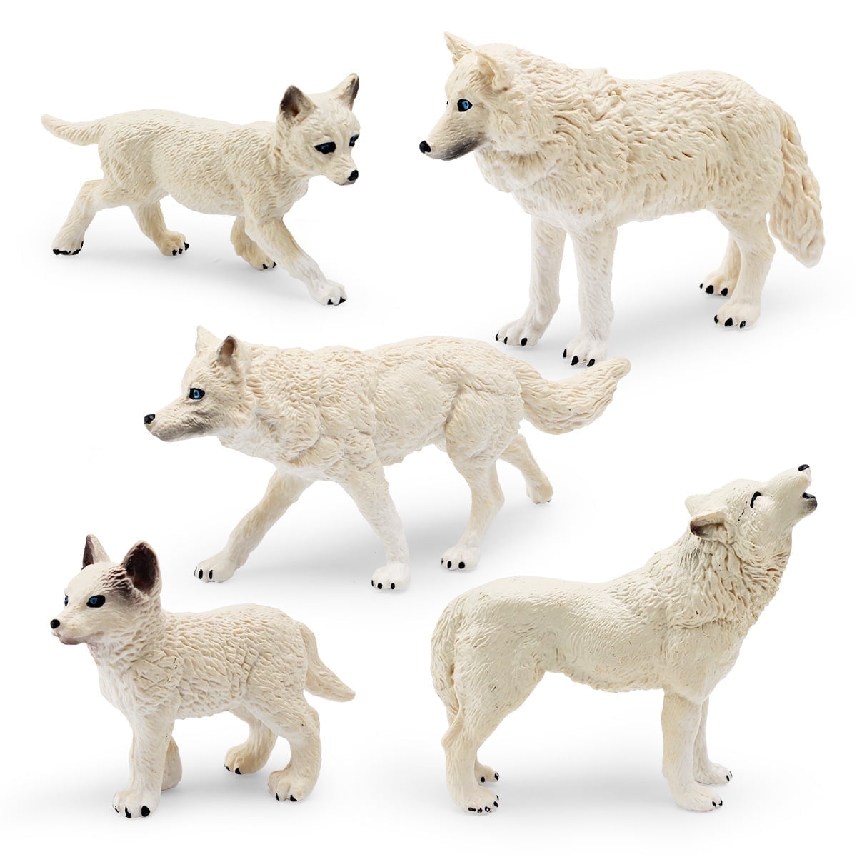 RUIJIE Realistic Animal Figures, Arctic Wolf Family Figurines,Hand ...