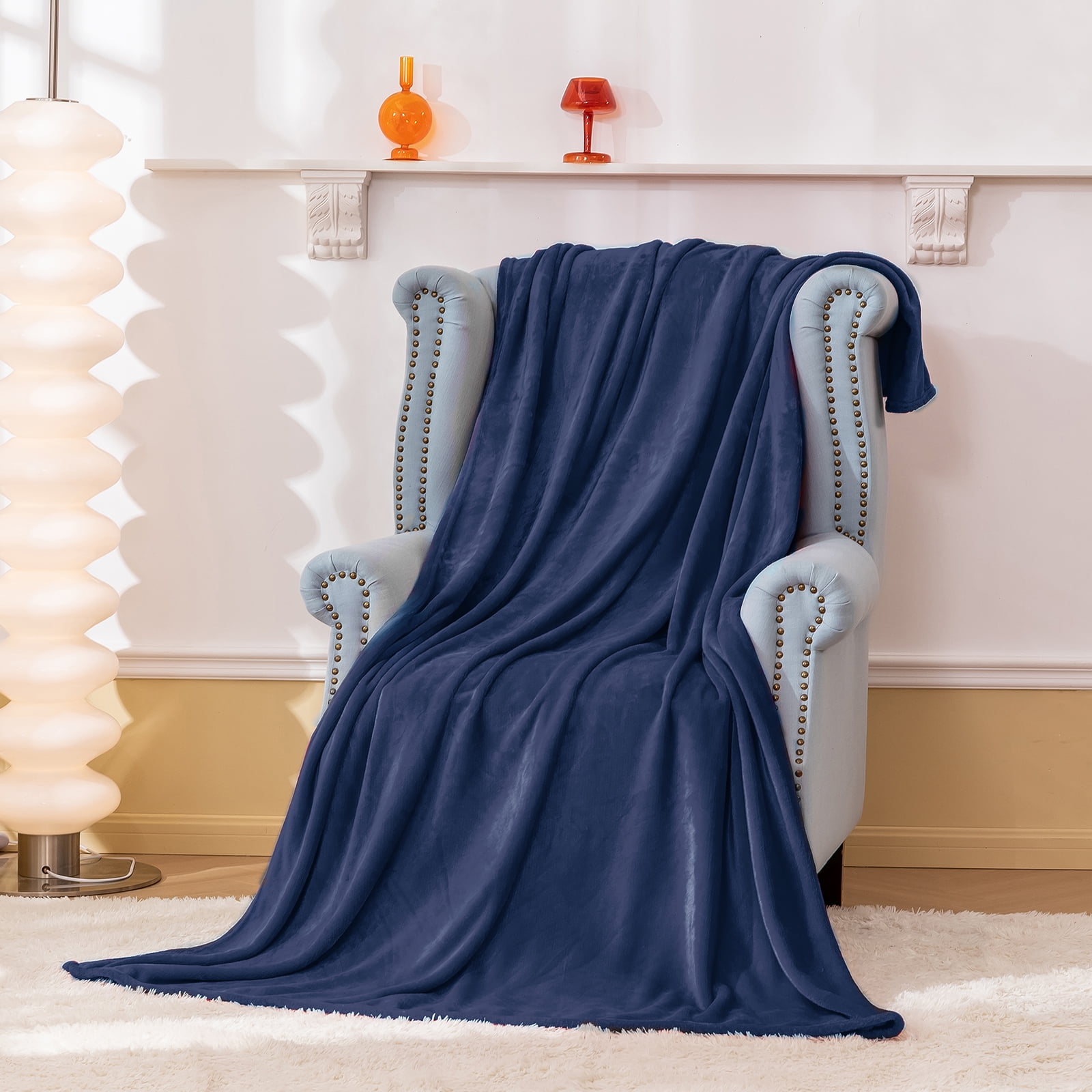 RUIKASI Soft Plush Lightweight Throw Blue Fleece Blanket - Warm & Light ...