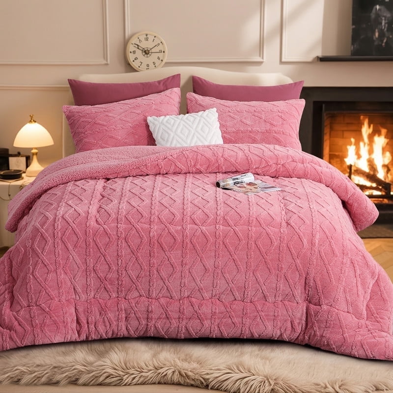 RUIKASI Sherpa Winter Comforter, Reversible Flannel Blanket, 3D ...