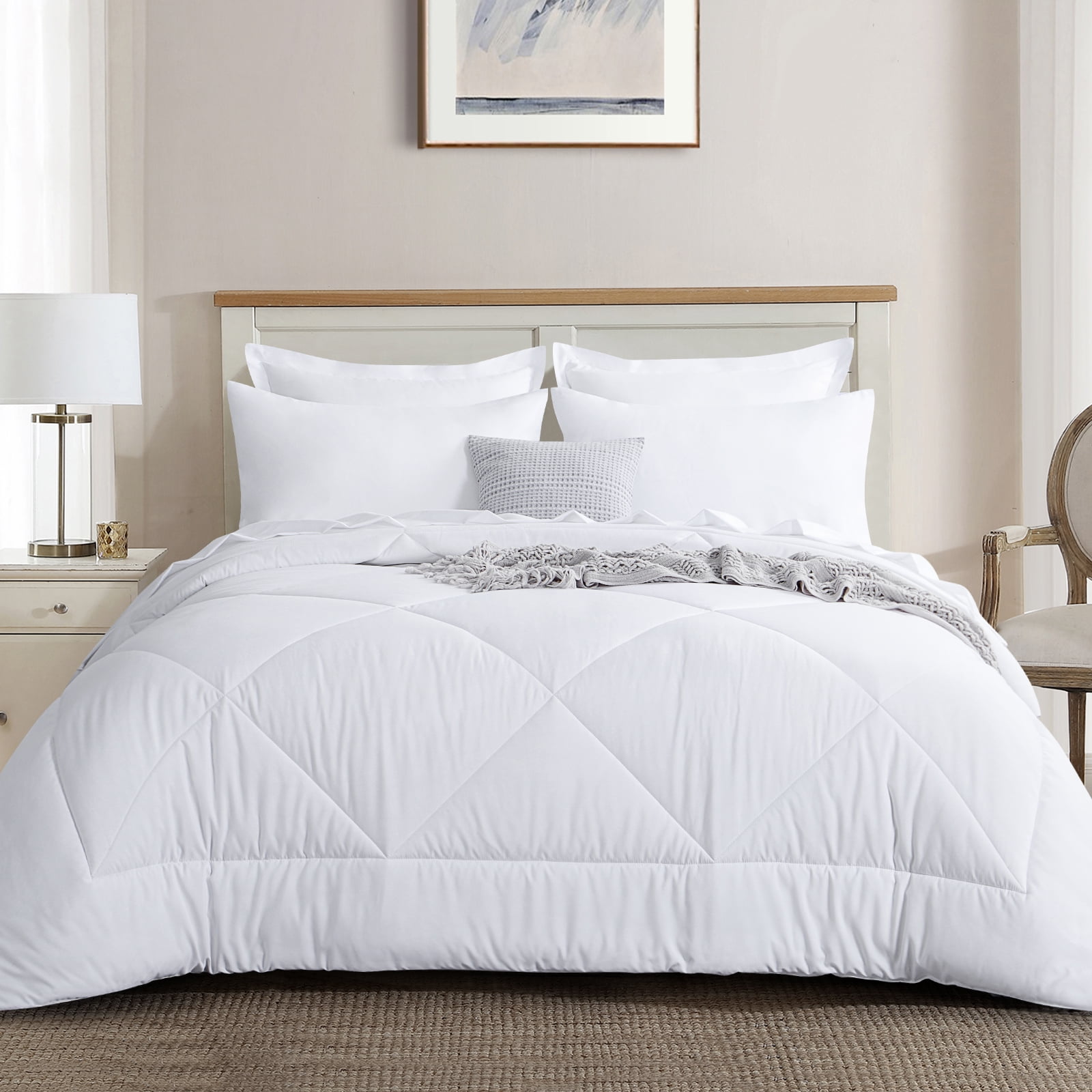 RUIKASI King Size Comforter Set - 7 Piece Luxury Bedding Set with Fitted Sheet, Pillowcases ...