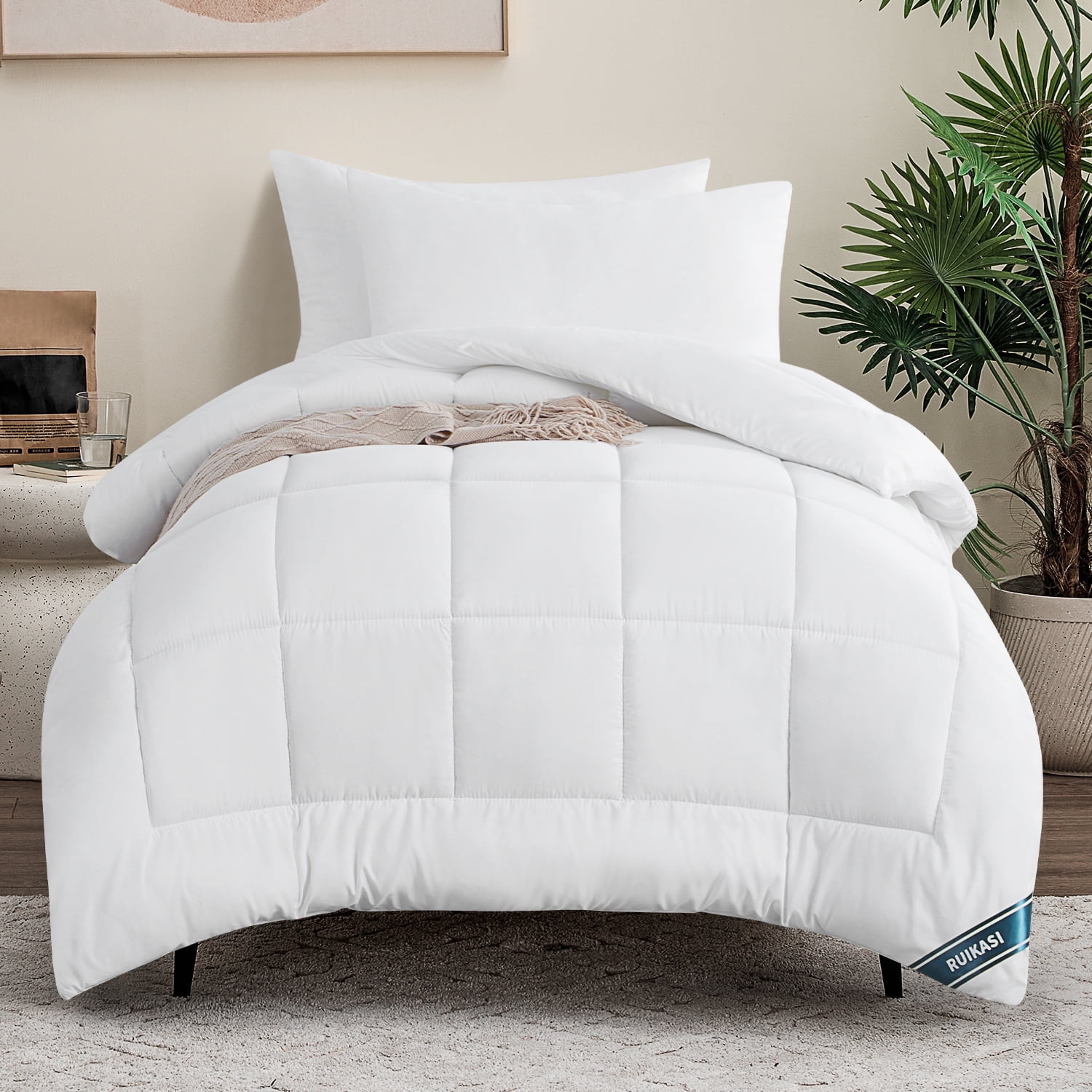 RUIKASI White Twin Duvet Insert Fluffy - Soft Quilted Bed Comforter ...