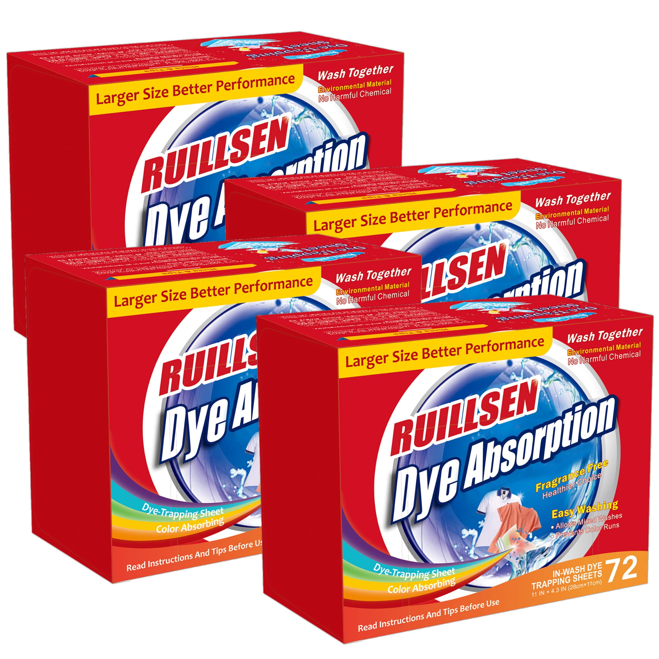 RUILLSEN Dye Absorption Dye Trapping Sheets, 288 Count Household ...