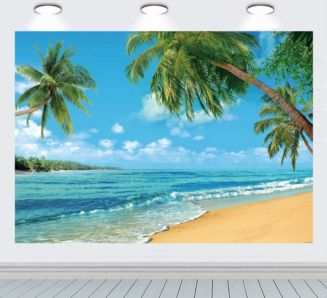 RUINI Polyester Tropical Beach Backdrop Summer Palm Trees Photography Backdrop Blue Sea Sunshine ...
