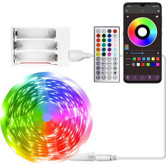 RUISHINE Battery Powered LED Strip Lights 25ft, Battery Operated LED ...