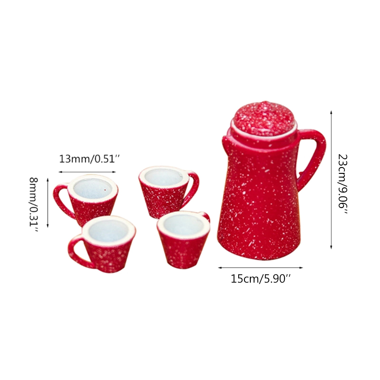 RUISINERY 1/6 1/12 Scale Miniature Tea Set Realistic Furniture with 4 Cups Interactive Pretend ...